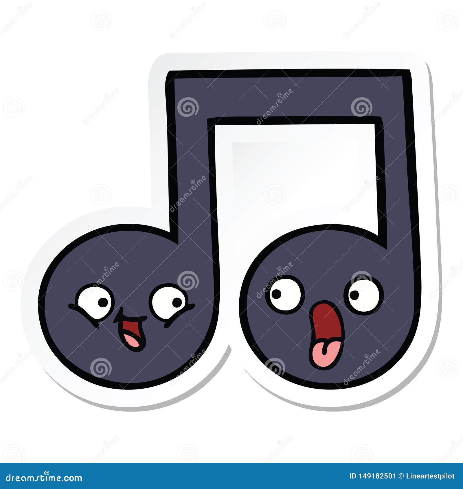 Sticker of a Cute Cartoon Musical Note Stock Vector - Illustration of ...