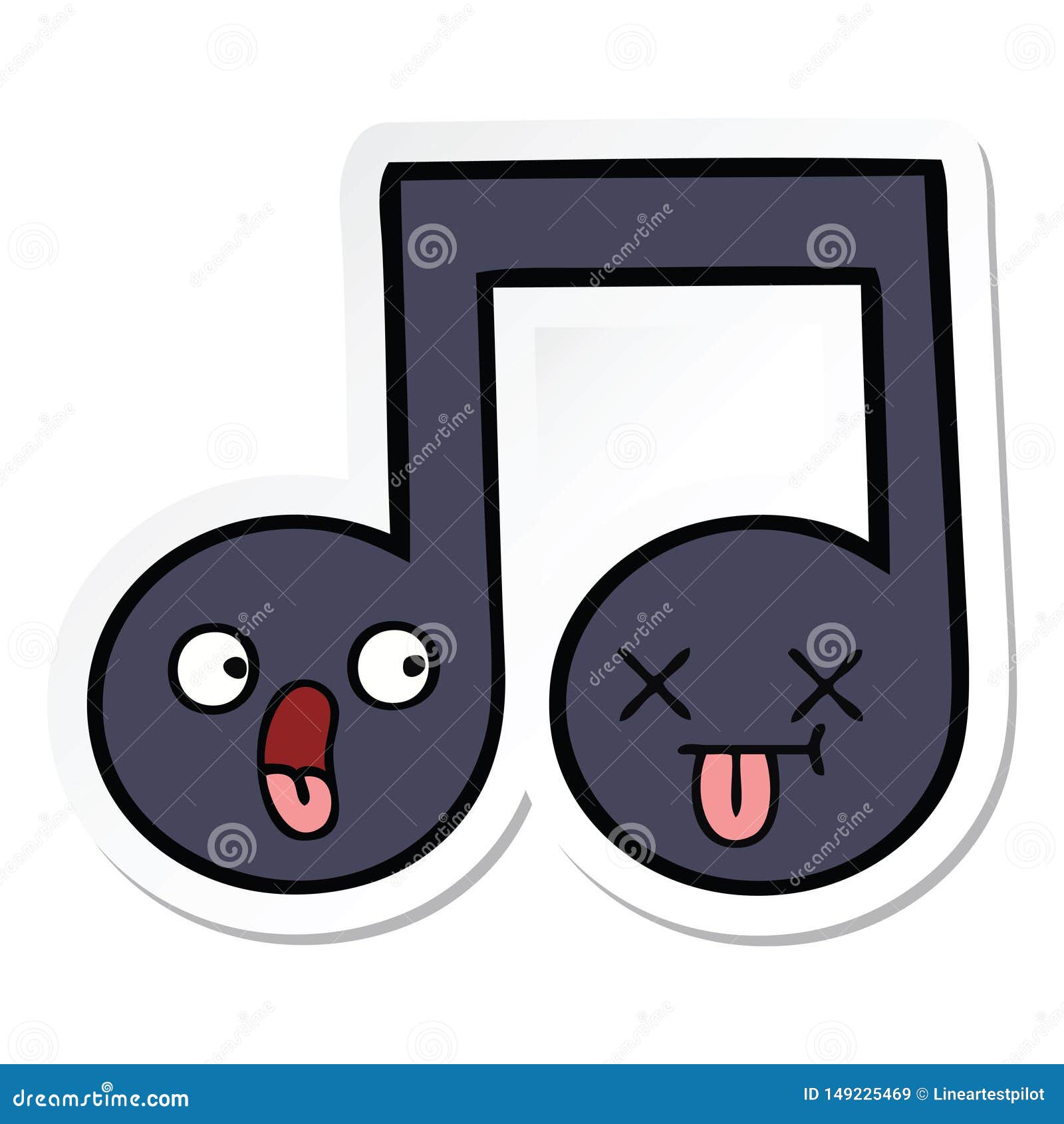Sticker of a Cute Cartoon Musical Note Stock Vector - Illustration of ...