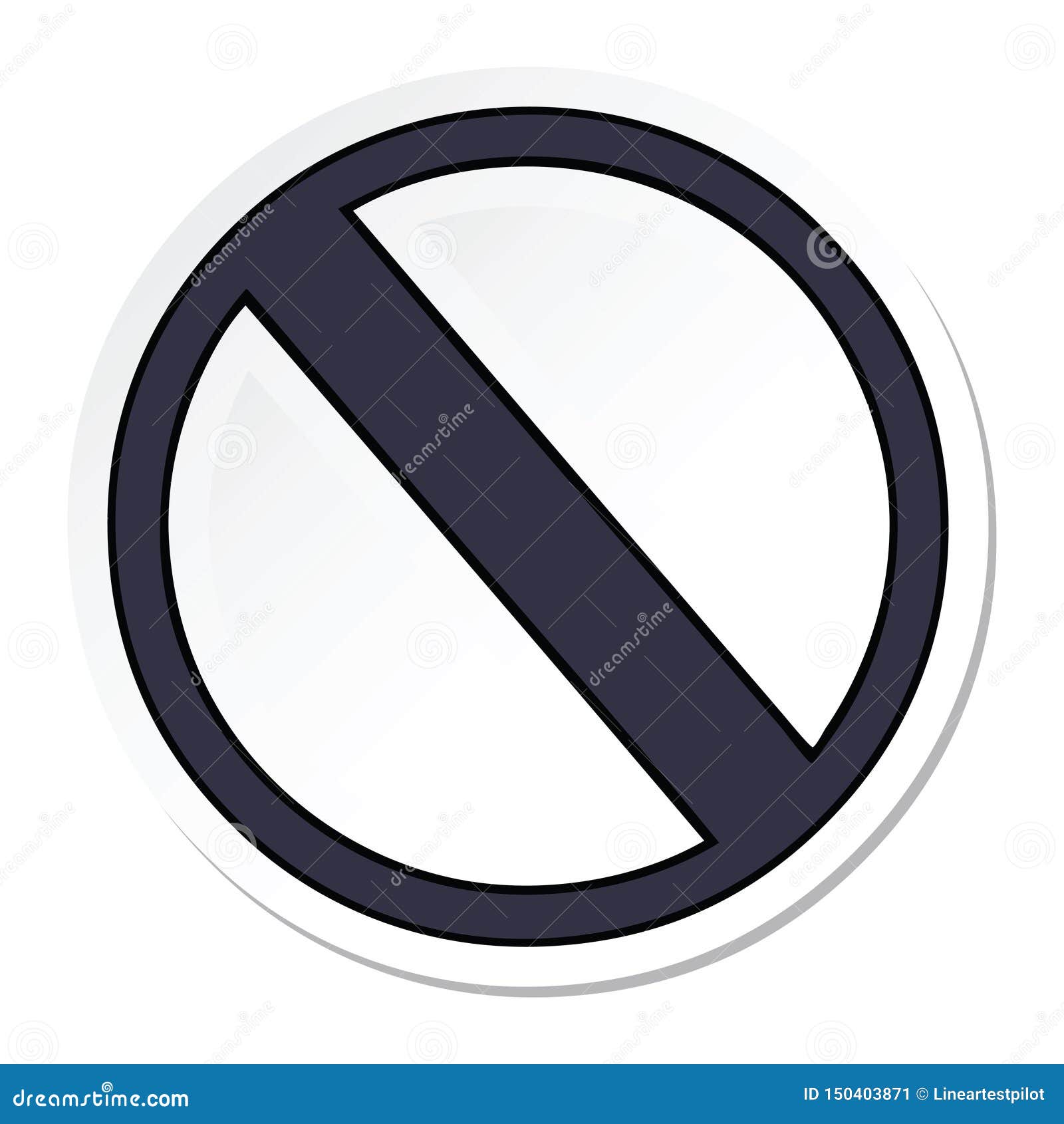 Sticker of a Cute Cartoon No Entry Sign Stock Vector - Illustration of ...