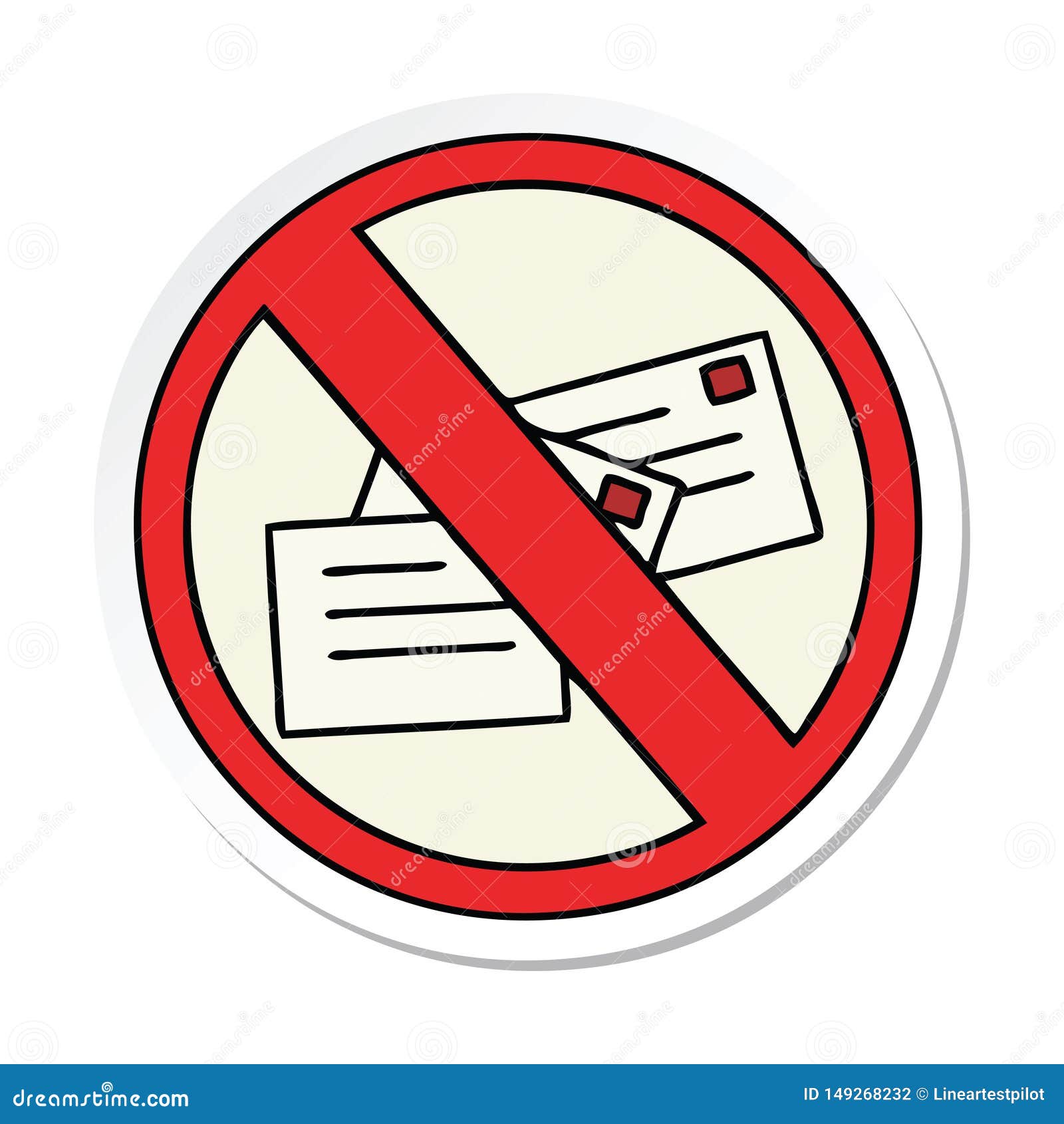 Sticker of a Cute Cartoon No Post Sign Stock Vector - Illustration of ...