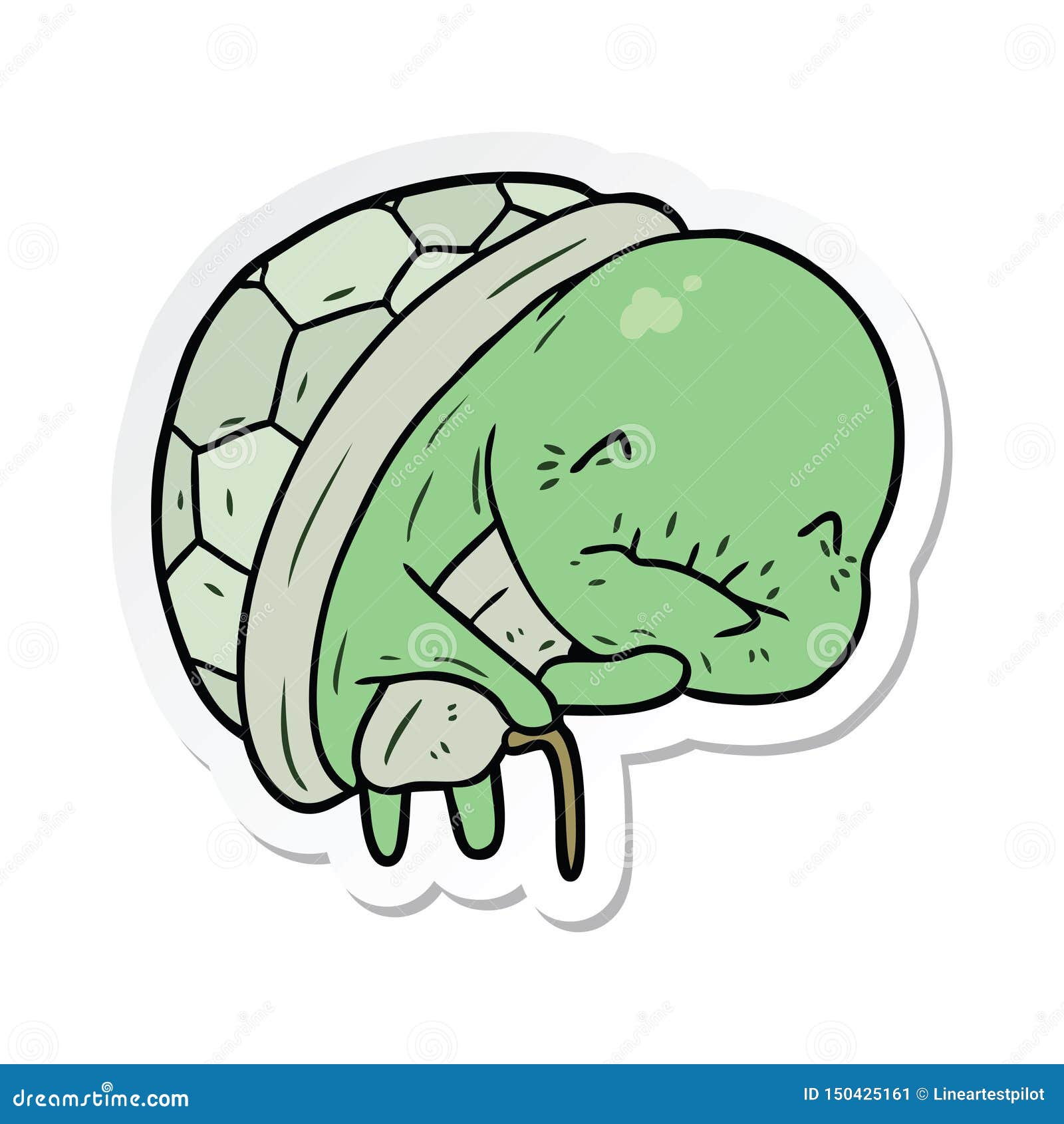 Sticker of a Cute Cartoon Old Turtle Stock Vector - Illustration of ...