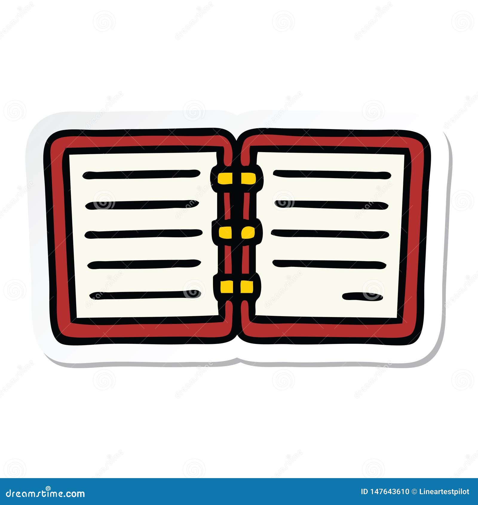 Sticker of a Cute Cartoon Open Diary Stock Vector - Illustration of ...