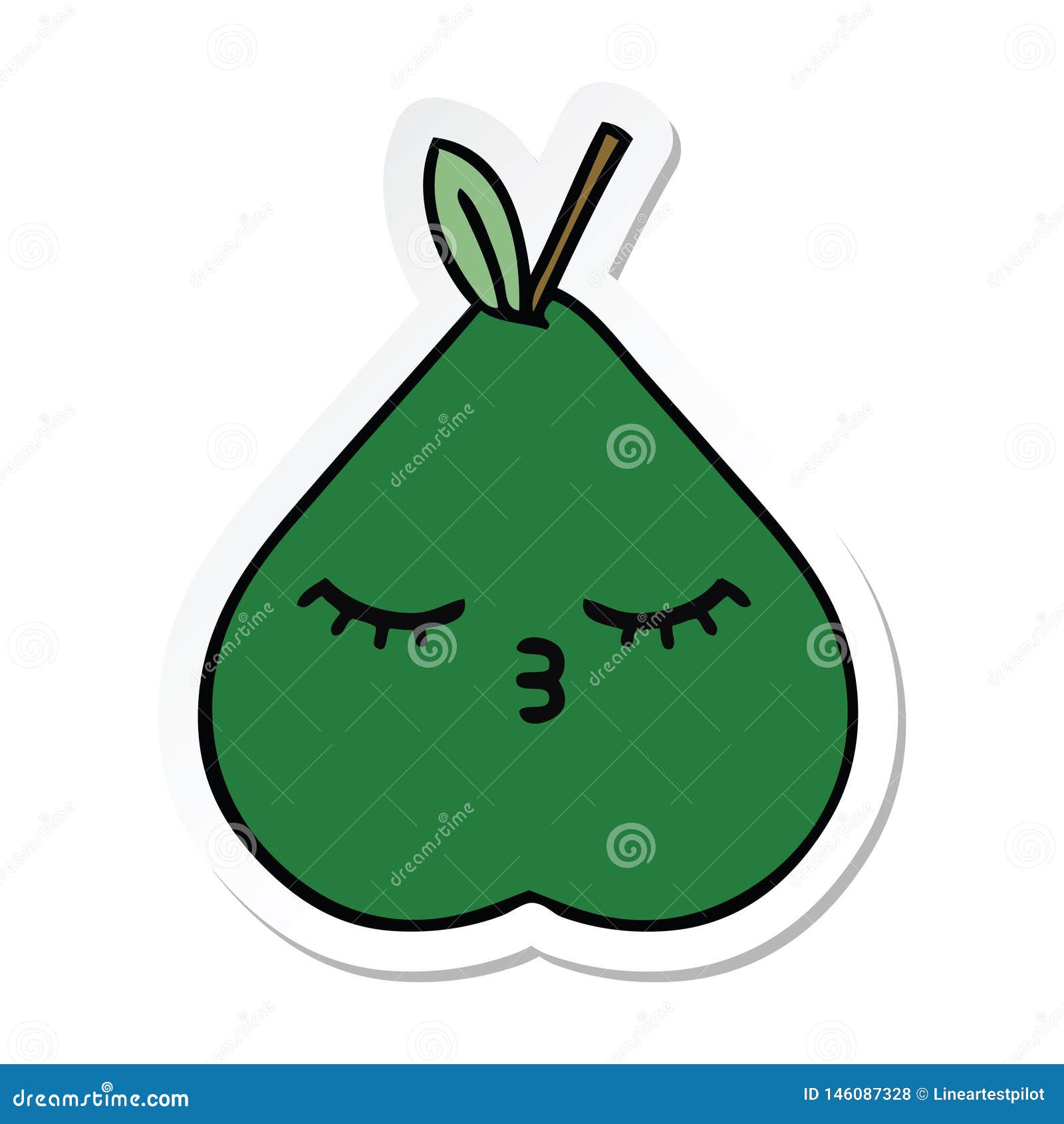 Sticker of a Cute Cartoon Pear Stock Vector - Illustration of hand ...