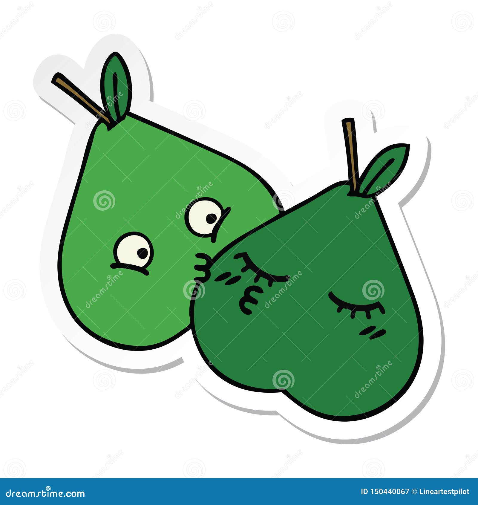 Sticker of a Cute Cartoon Pears Stock Vector - Illustration of food ...