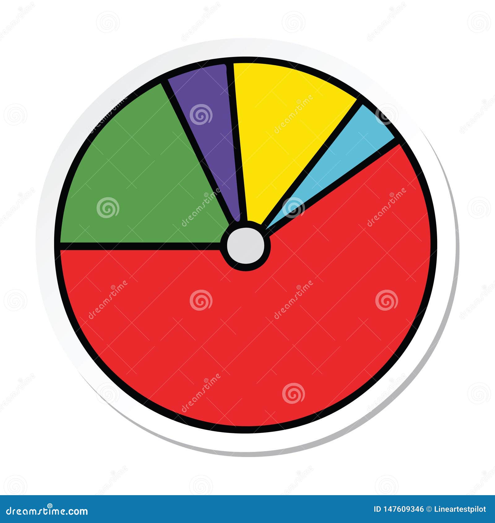 Sticker of a Cute Cartoon Pie Chart Stock Vector - Illustration of hand ...
