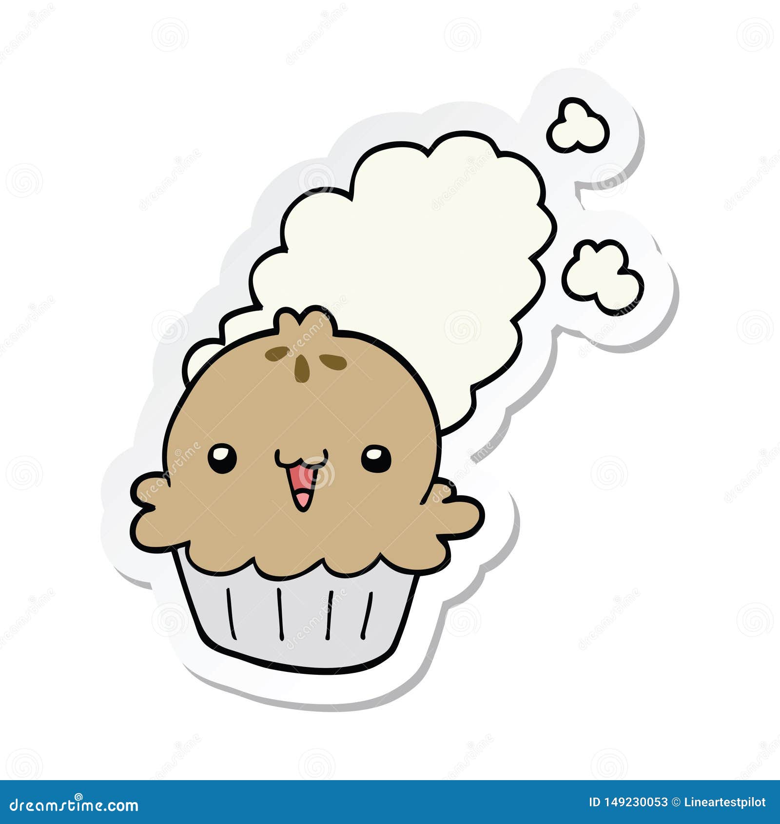 Sticker of a Cute Cartoon Pie Stock Vector - Illustration of freehand ...
