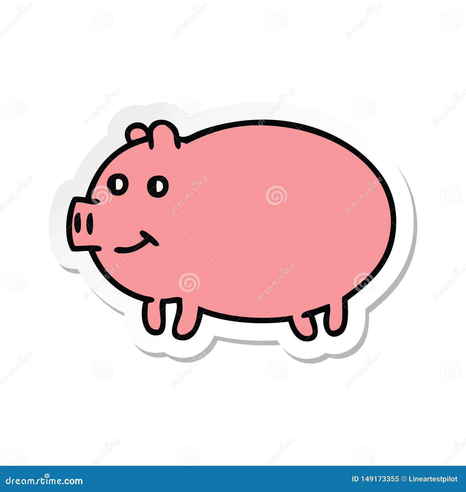 Sticker of a Cute Cartoon Pig Stock Vector - Illustration of artwork ...
