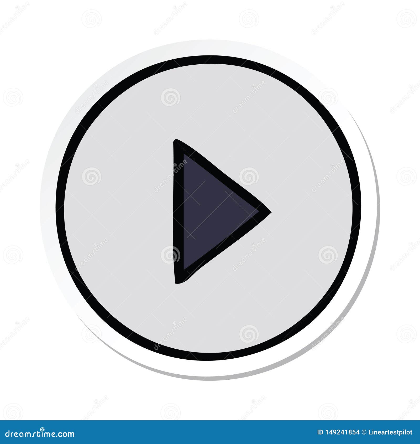 Sticker of a Cute Cartoon Play Button Stock Vector - Illustration of ...