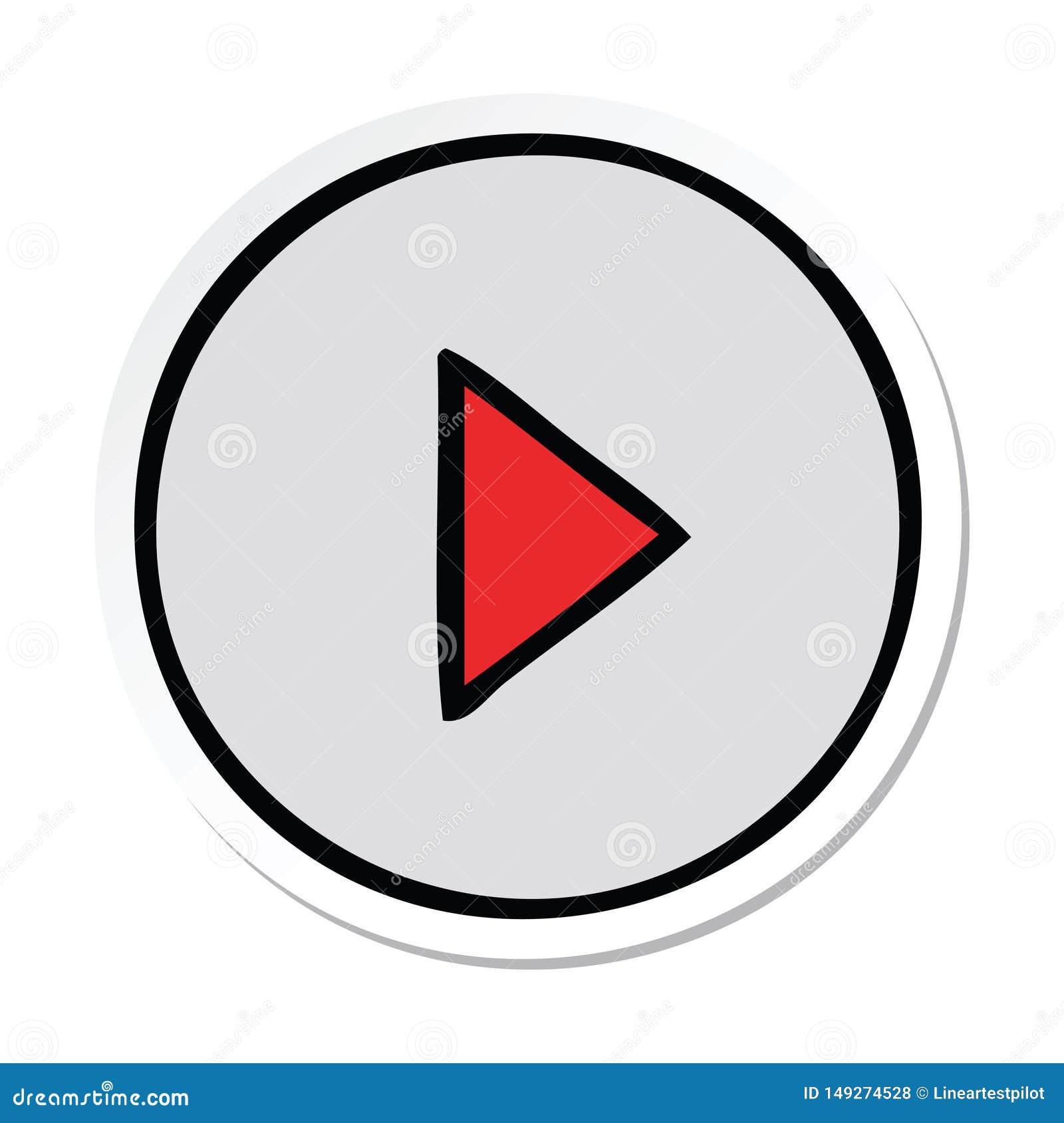 Sticker of a Cute Cartoon Play Button Stock Vector - Illustration of ...