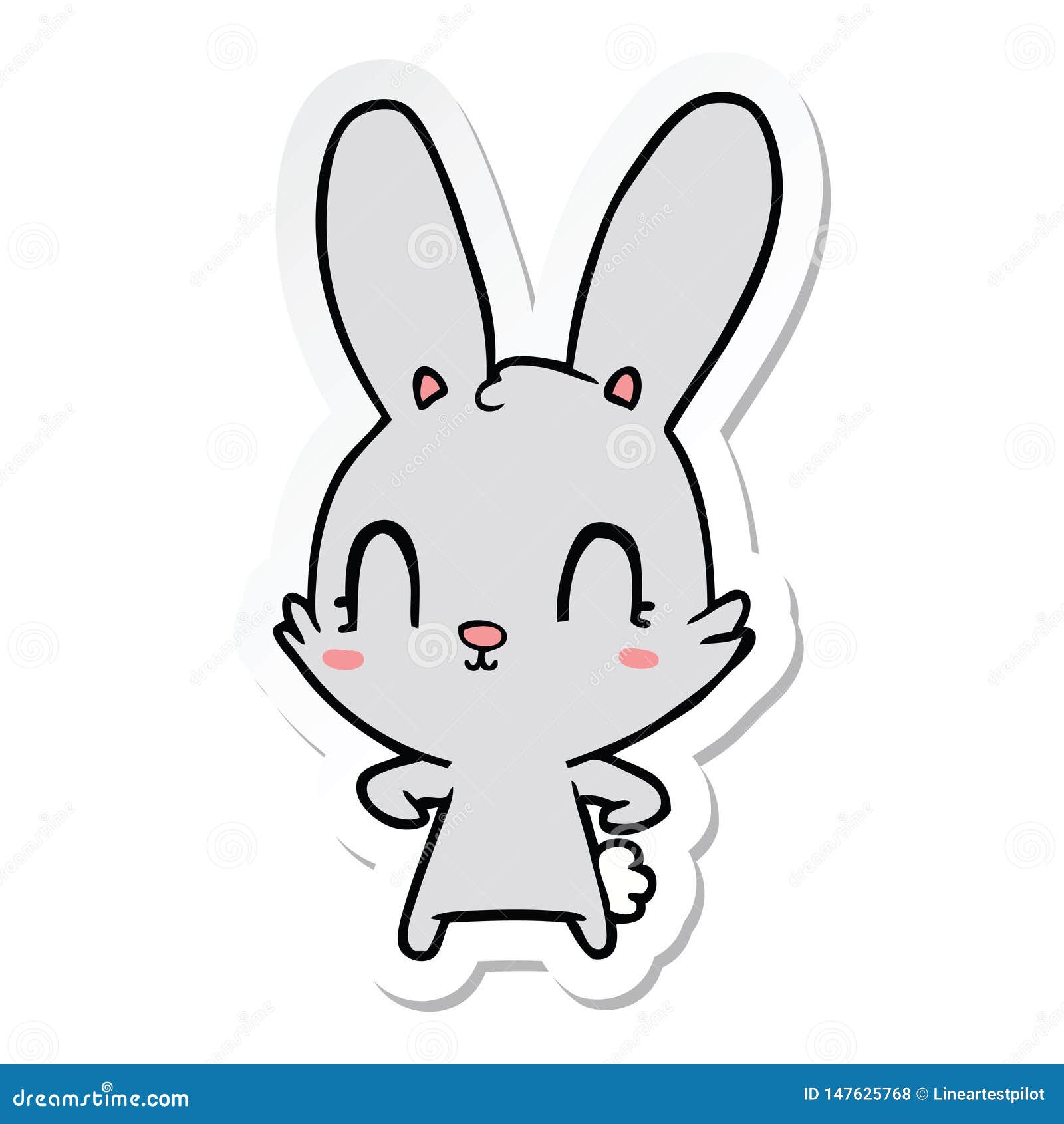 Sticker of a Cute Cartoon Rabbit Stock Vector - Illustration of cartoon ...