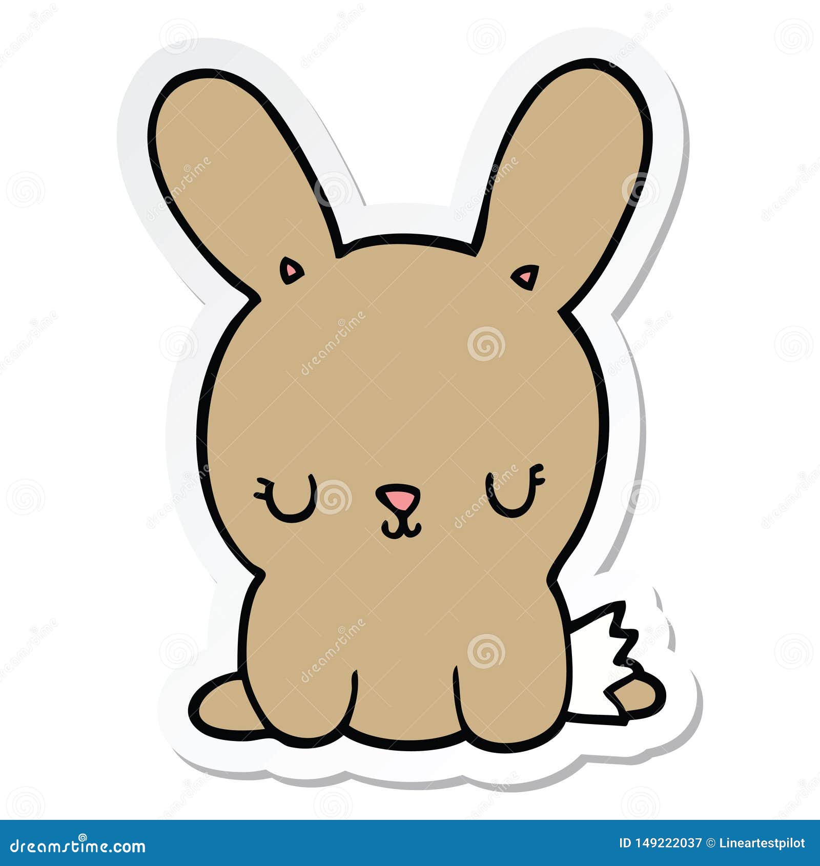 Sticker of a Cute Cartoon Rabbit Stock Vector - Illustration of rabbit ...