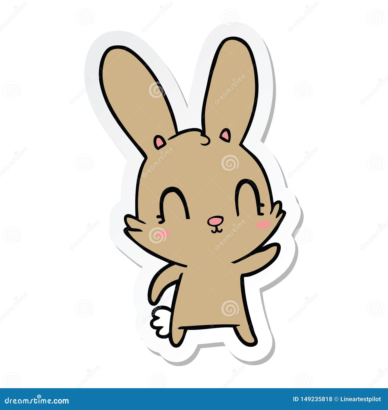 Sticker of a Cute Cartoon Rabbit Stock Vector - Illustration of rabbit ...