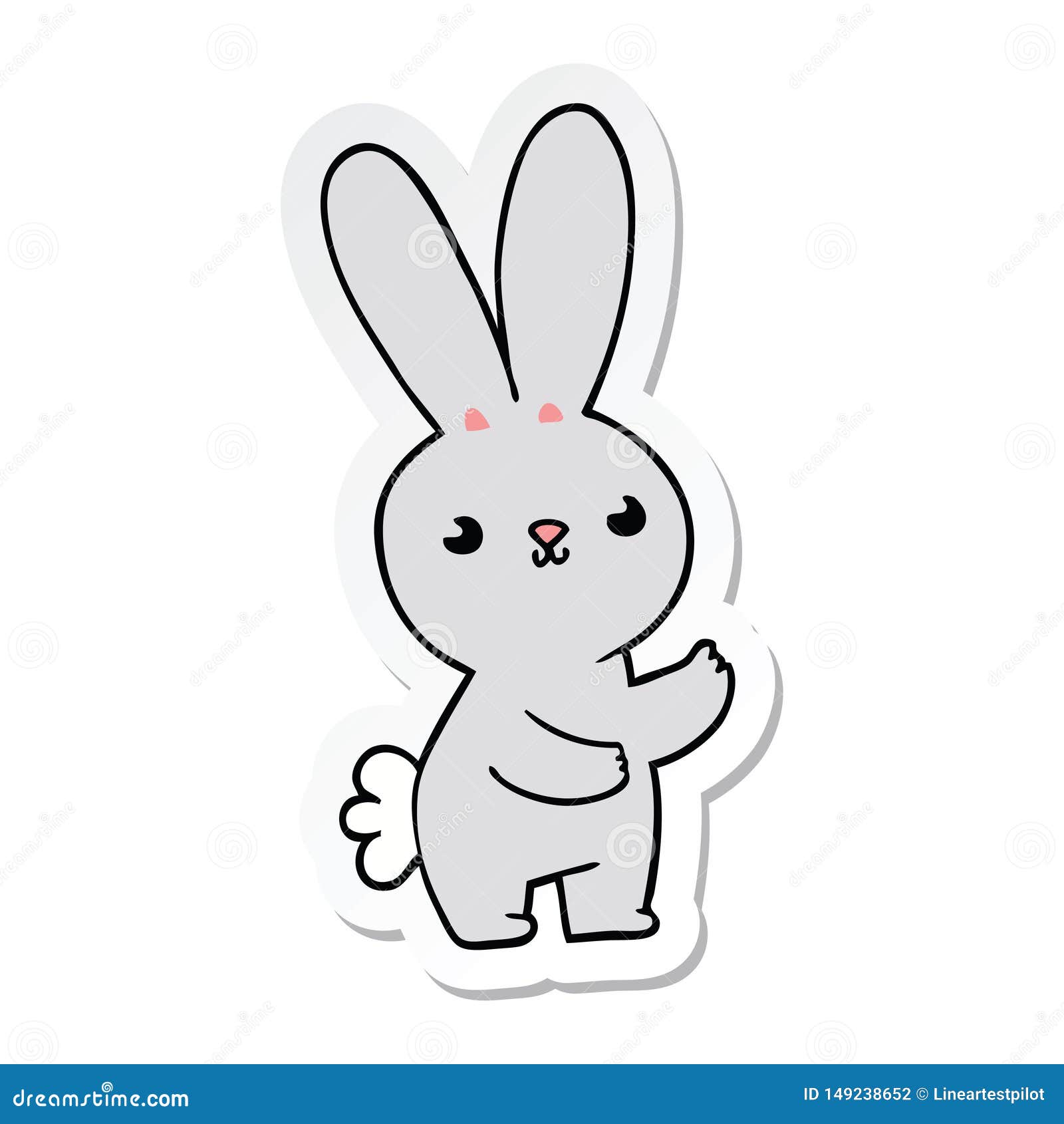 Sticker of a Cute Cartoon Rabbit Stock Vector - Illustration of doodle ...