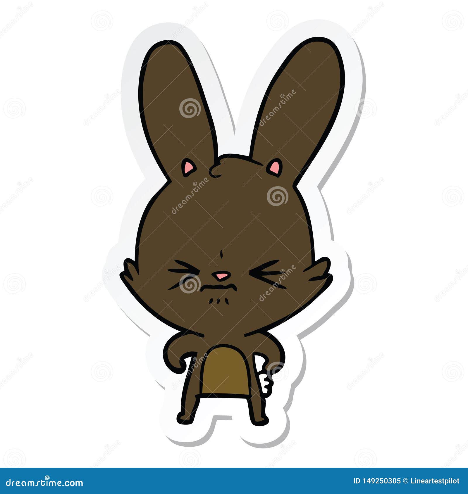 Sticker of a Cute Cartoon Rabbit Stock Vector - Illustration of hand ...