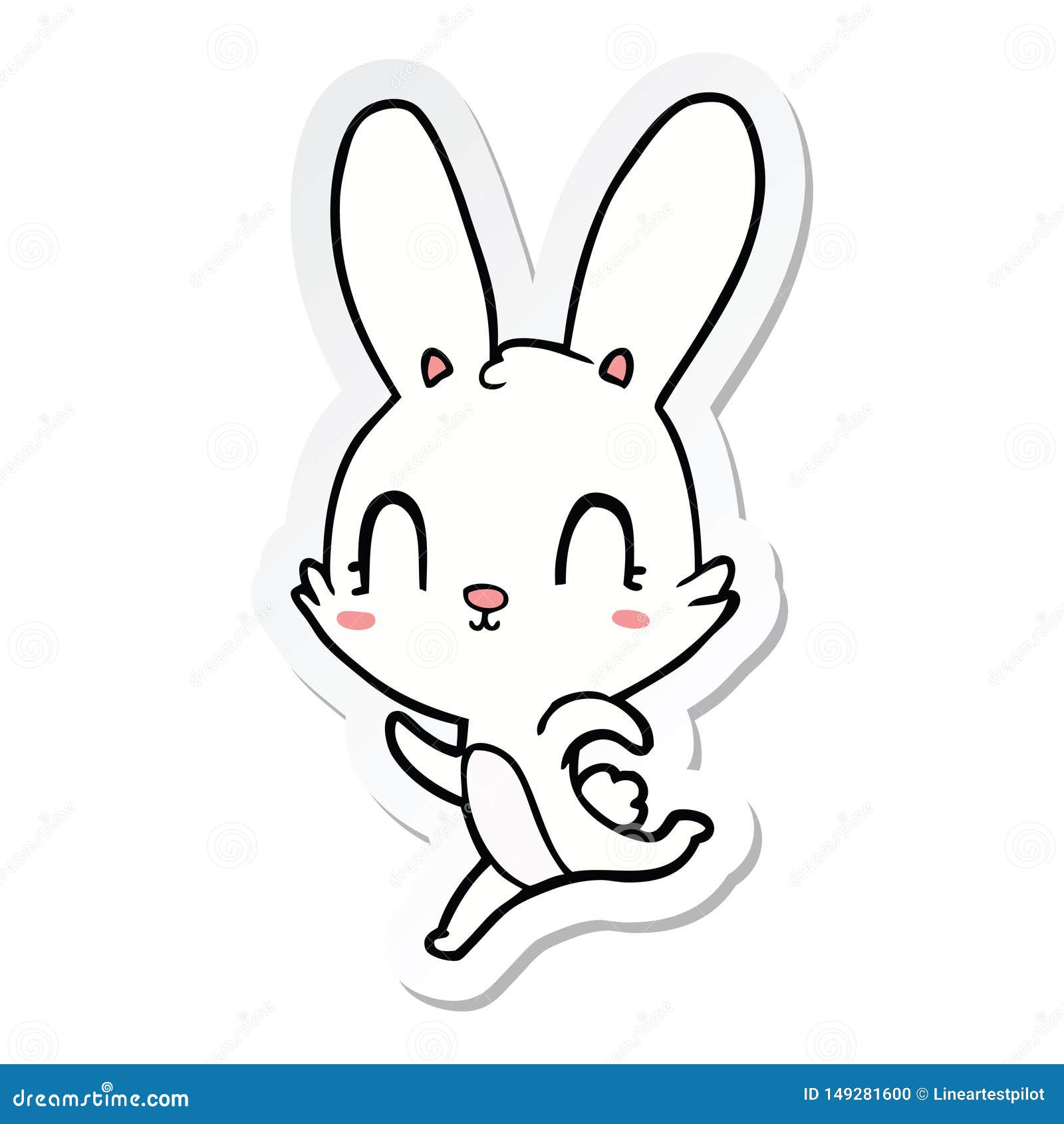 Sticker of a Cute Cartoon Rabbit Stock Vector - Illustration of quirky ...