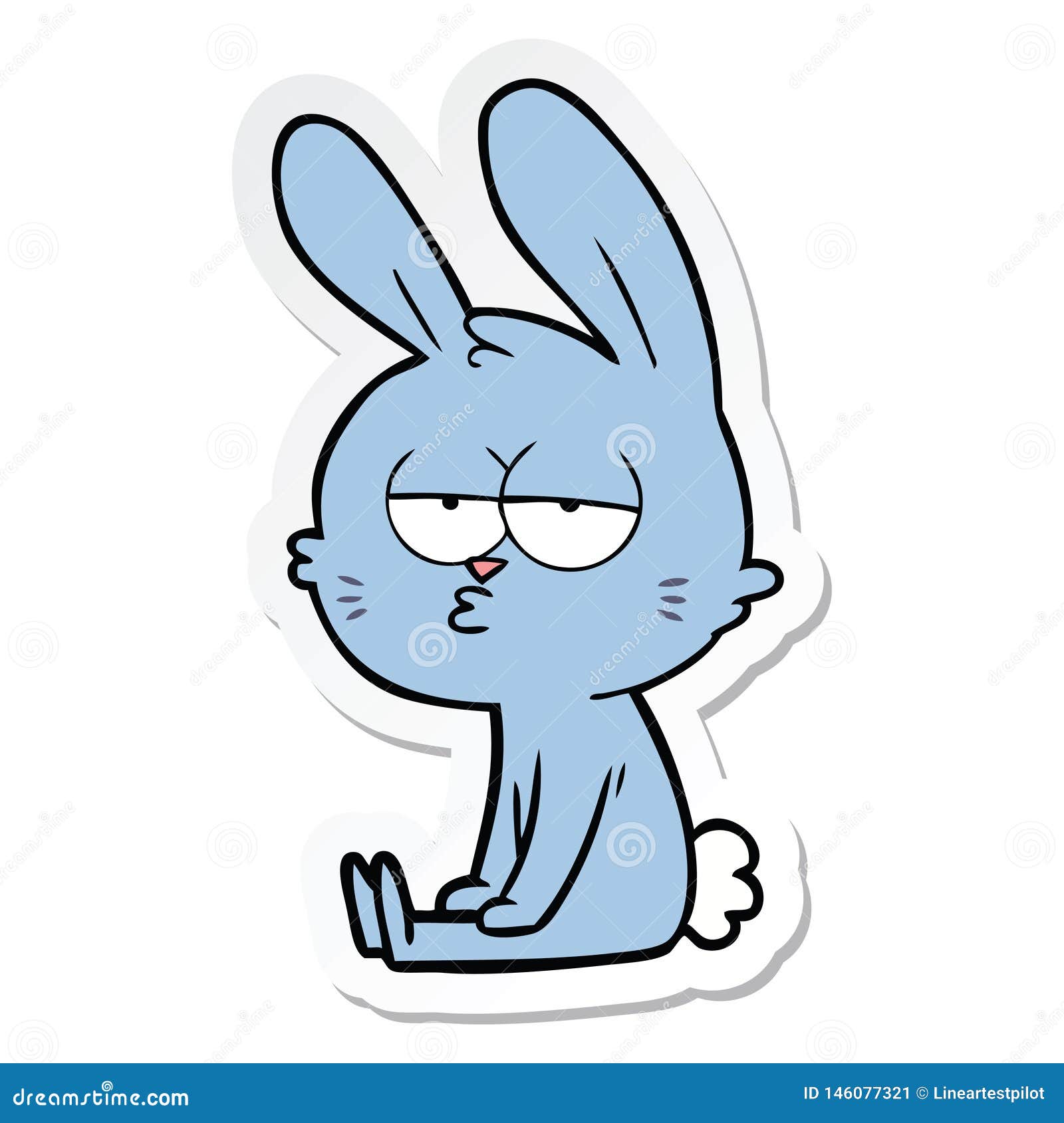 Sticker of a Cute Cartoon Rabbit Stock Vector - Illustration of artwork ...