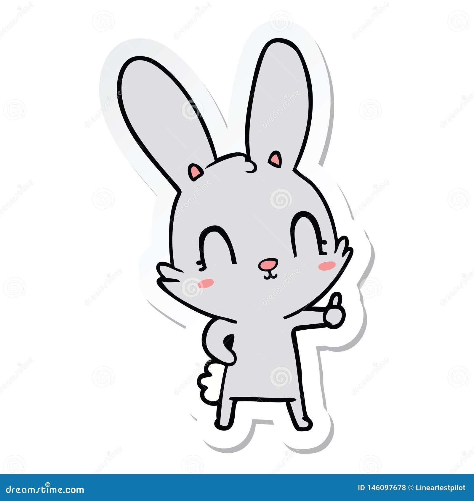 Sticker of a Cute Cartoon Rabbit Stock Vector - Illustration of icon ...
