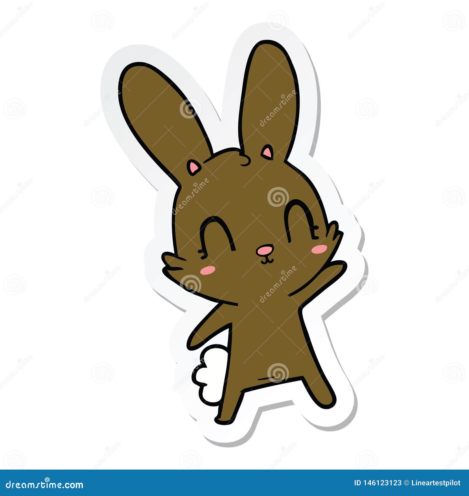 Sticker of a Cute Cartoon Rabbit Stock Vector - Illustration of quirky ...