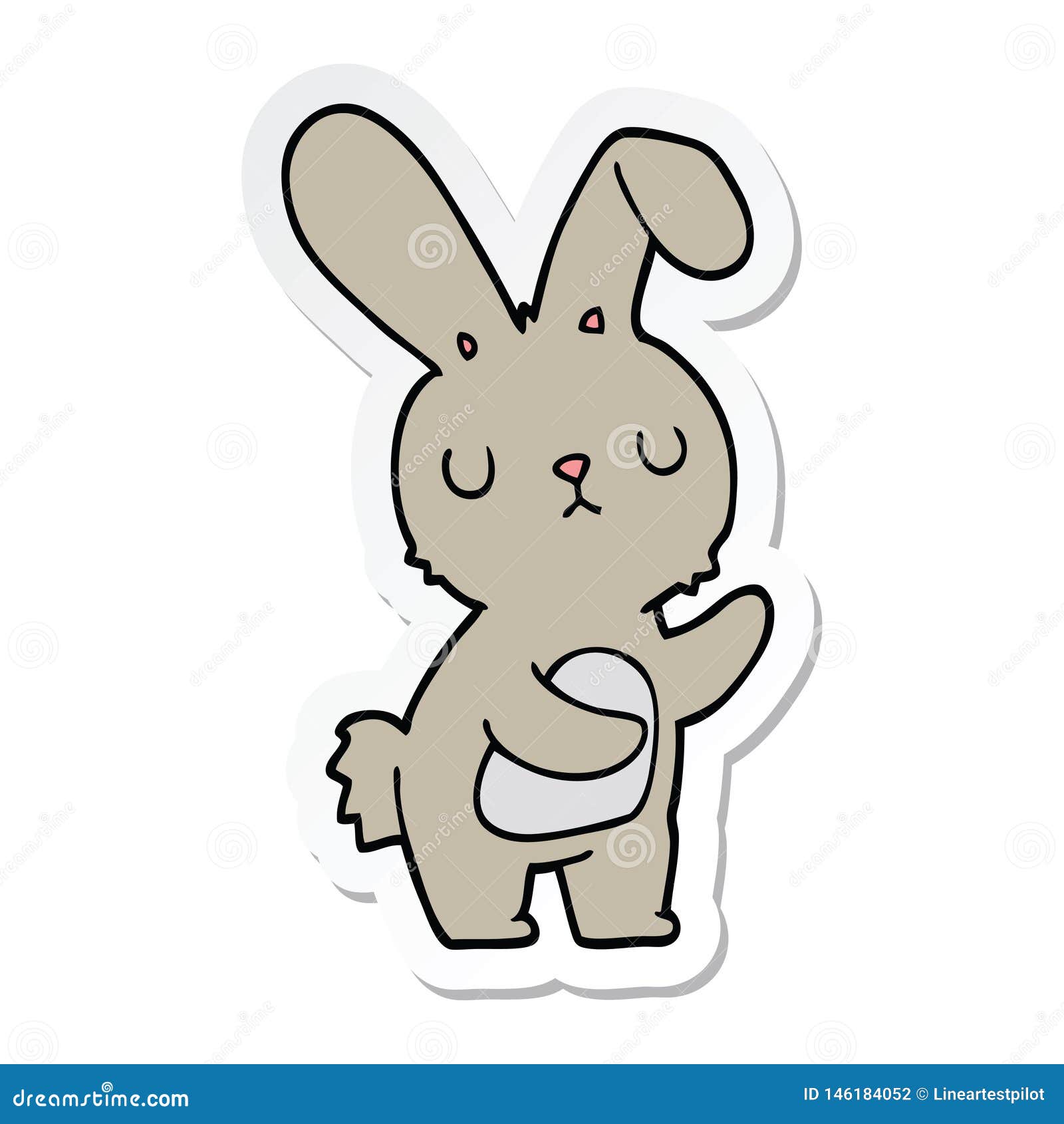 Sticker of a Cute Cartoon Rabbit Stock Vector - Illustration of retro ...
