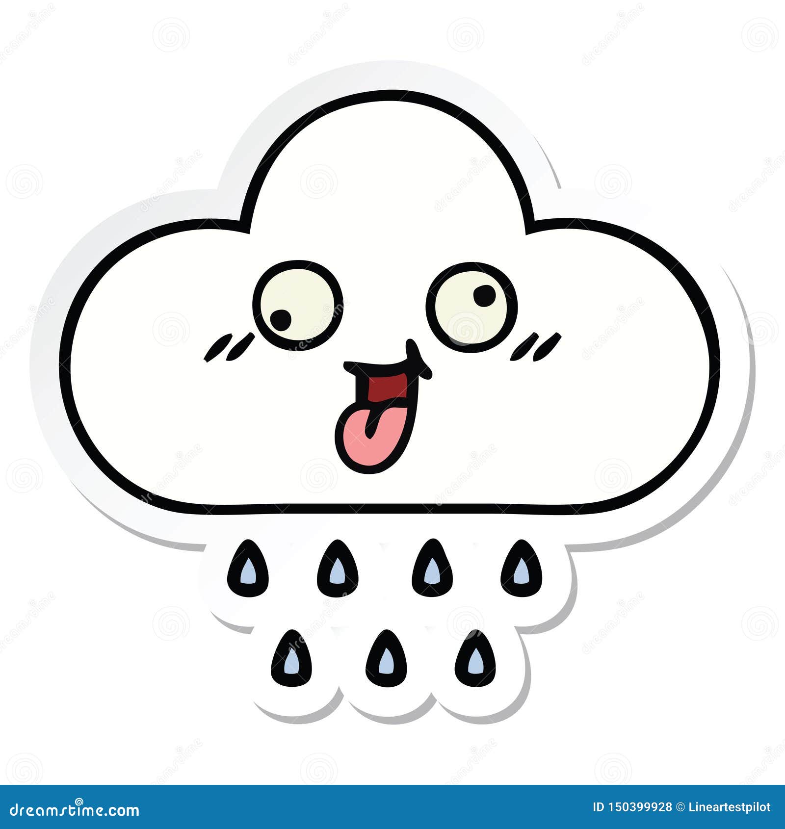 Sticker of a Cute Cartoon Rain Cloud Stock Vector - Illustration of ...