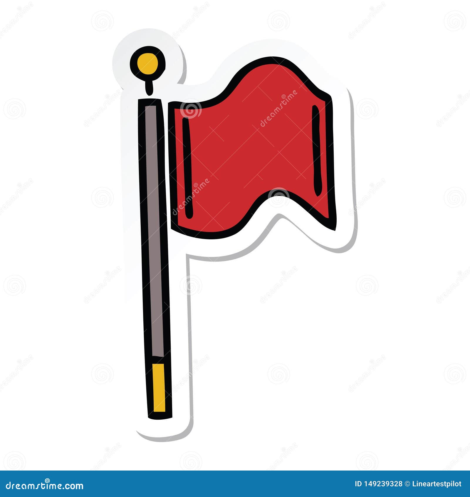 Sticker of a Cute Cartoon Red Flag Stock Vector - Illustration of ...