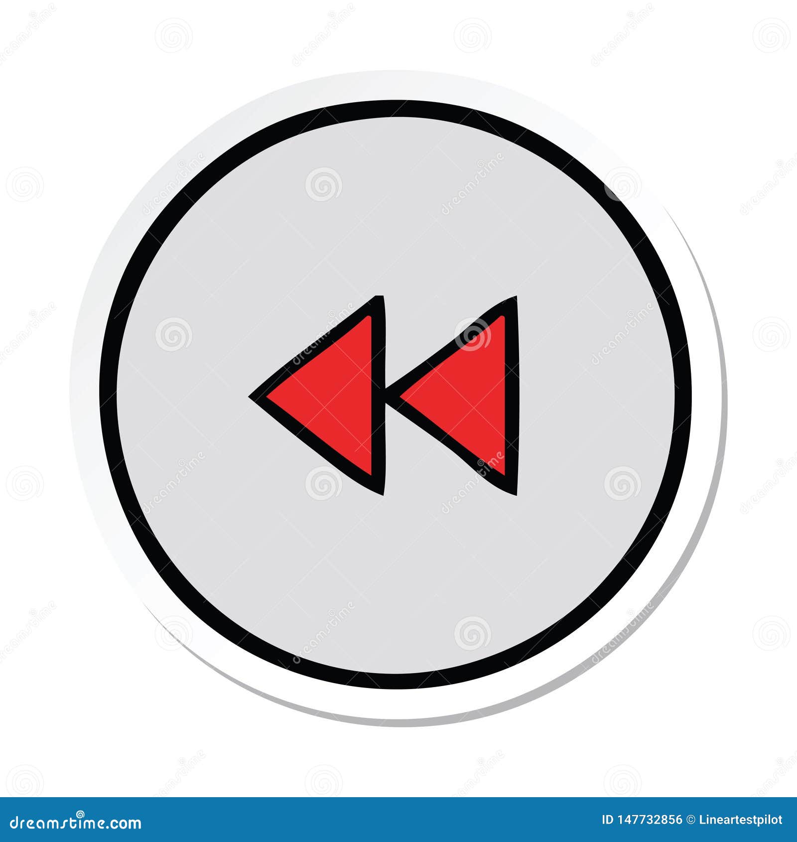 Sticker of a Cute Cartoon Rewind Button Stock Vector - Illustration of ...