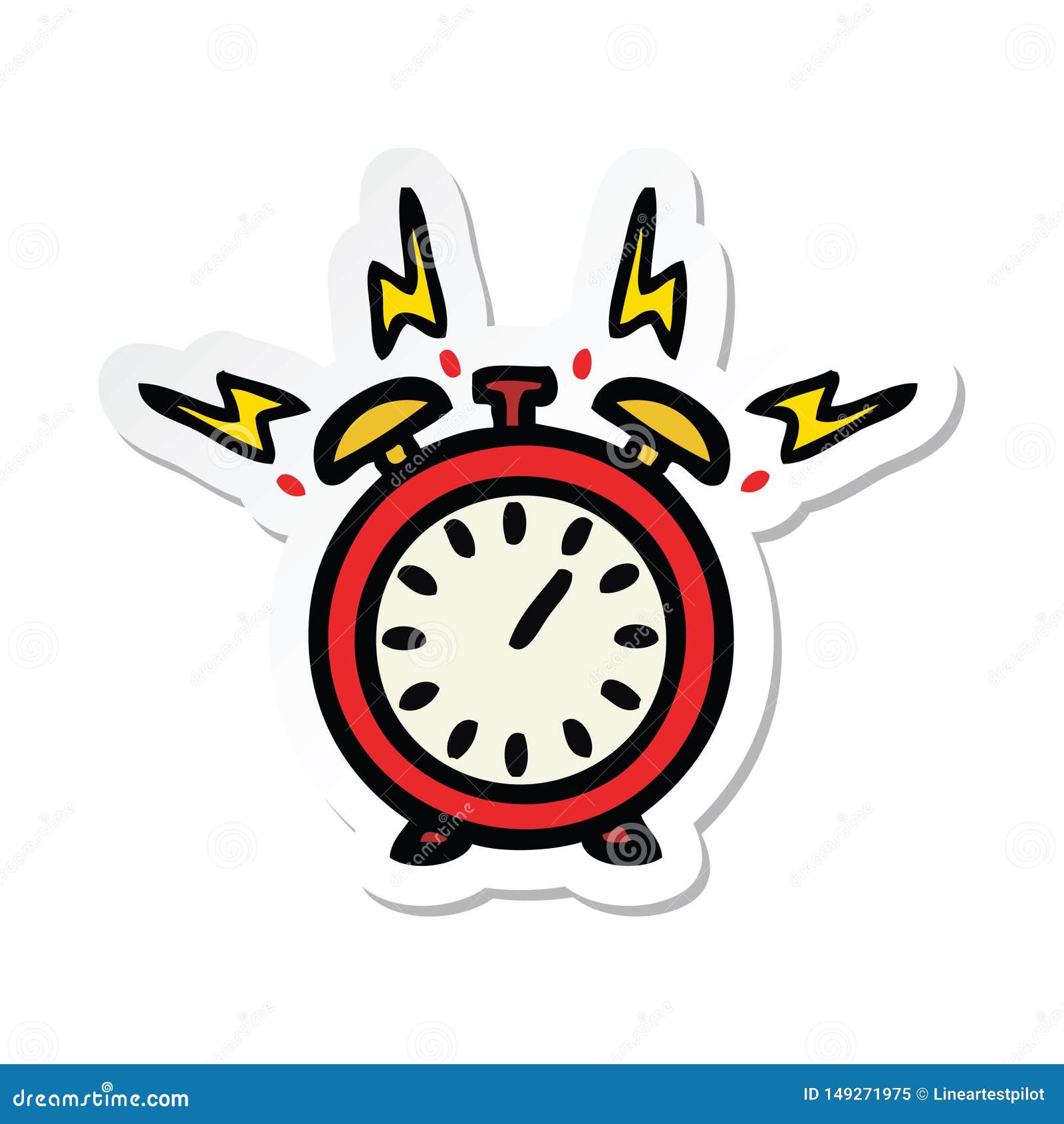 Sticker of a Cute Cartoon Ringing Alarm Clock Stock Vector ...