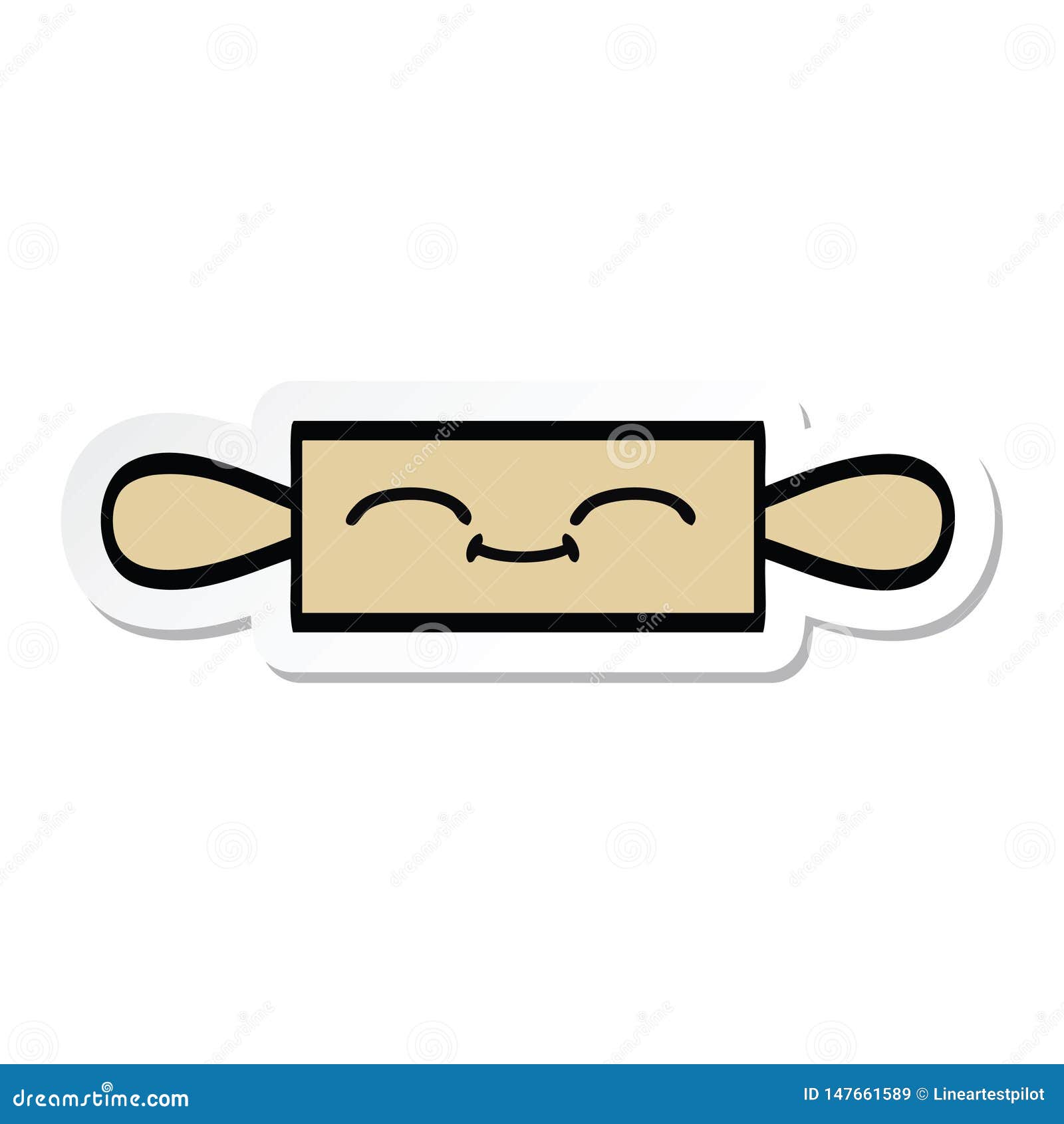 Sticker of a Cute Cartoon Rolling Pin Stock Vector - Illustration of ...