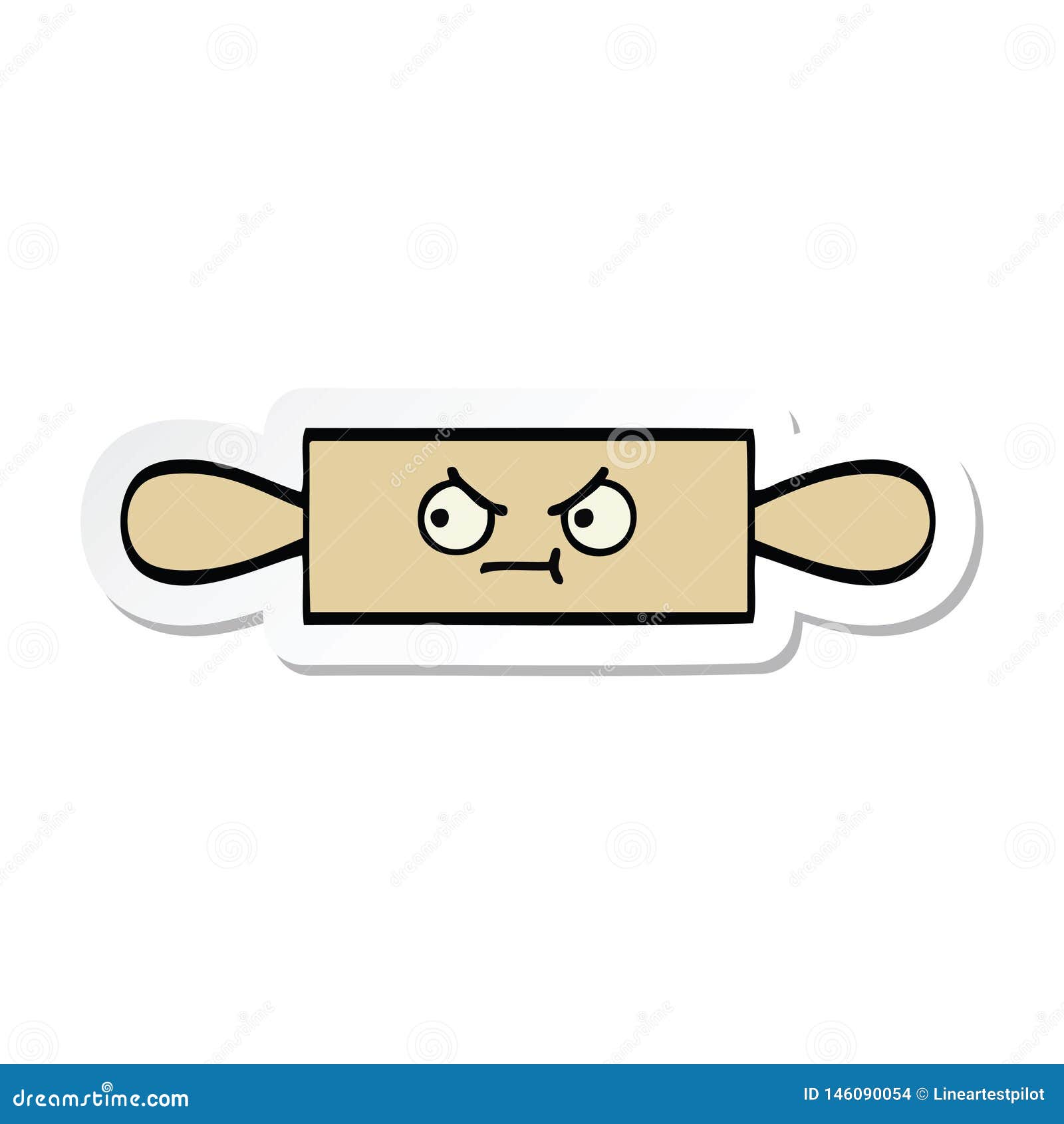 Sticker of a Cute Cartoon Rolling Pin Stock Vector - Illustration of ...