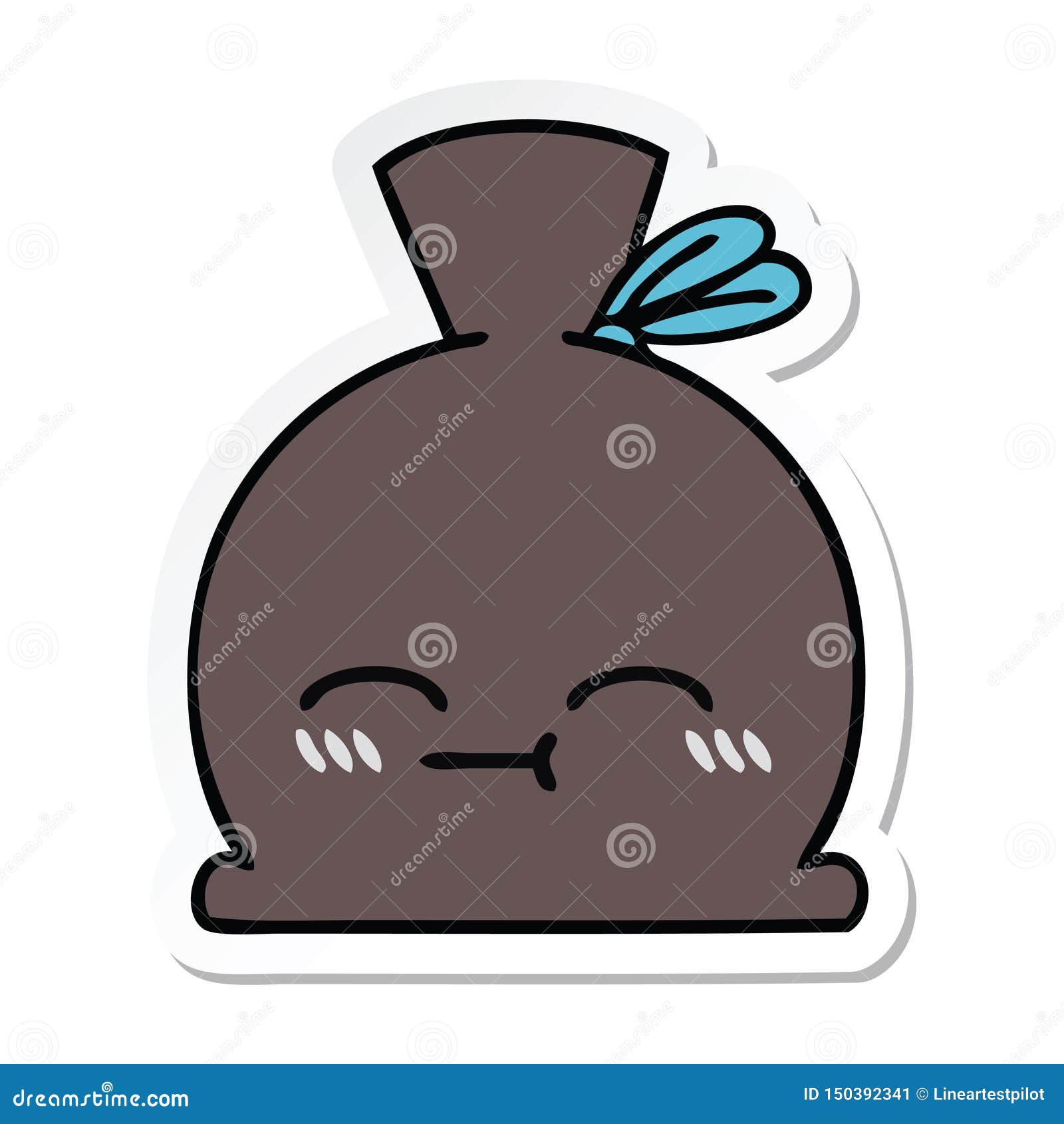 Sticker of a Cute Cartoon Sack Stock Vector - Illustration of sticker ...