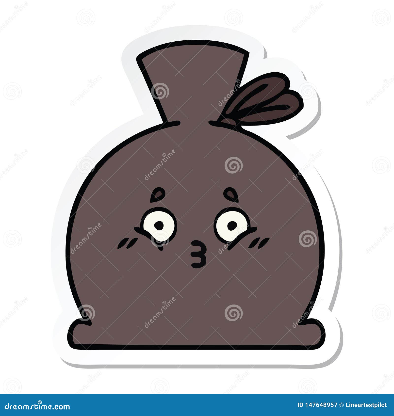 Sticker of a Cute Cartoon Sack Stock Vector - Illustration of cartoon ...