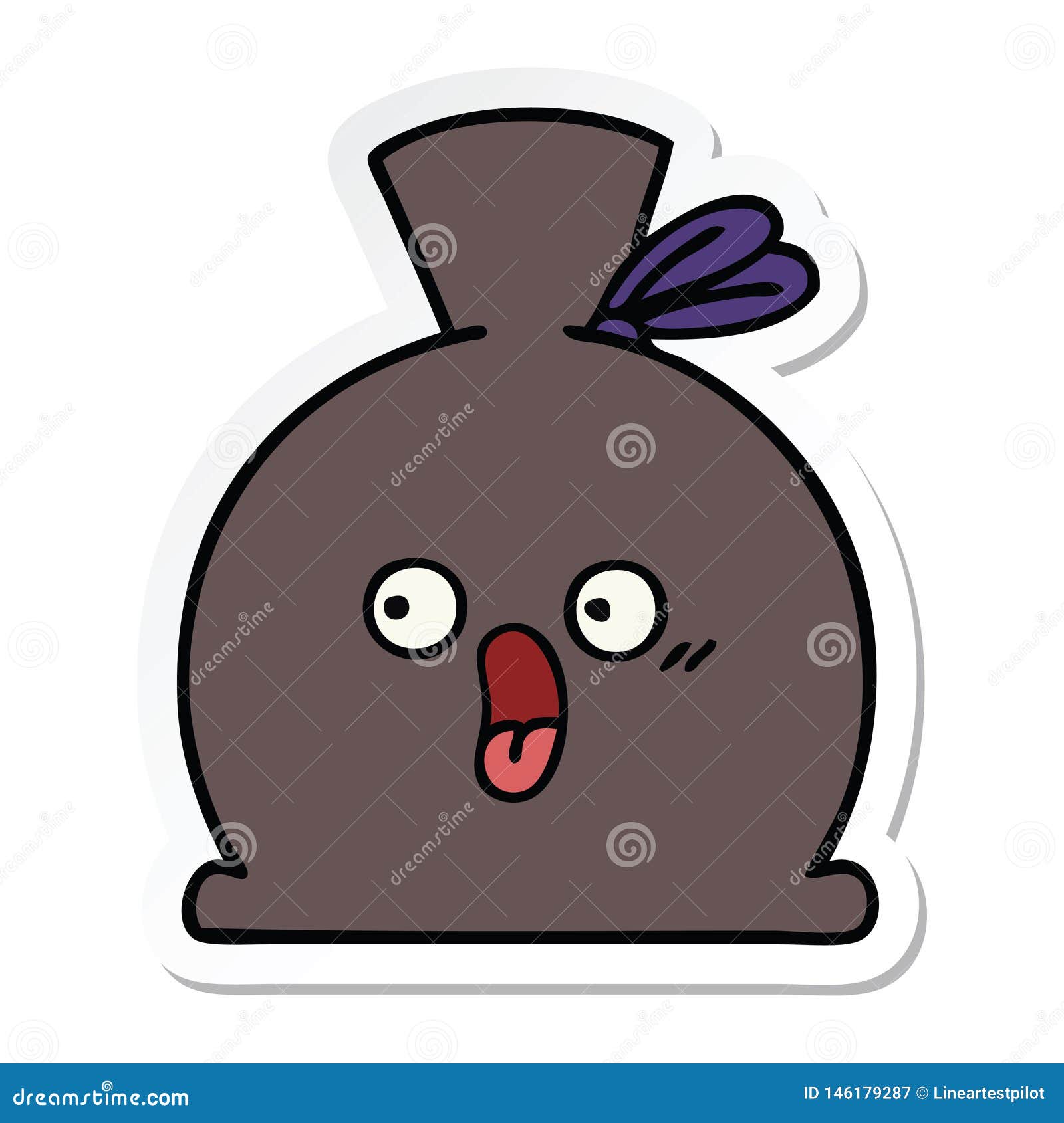 Sticker of a Cute Cartoon Sack Stock Vector - Illustration of sack ...