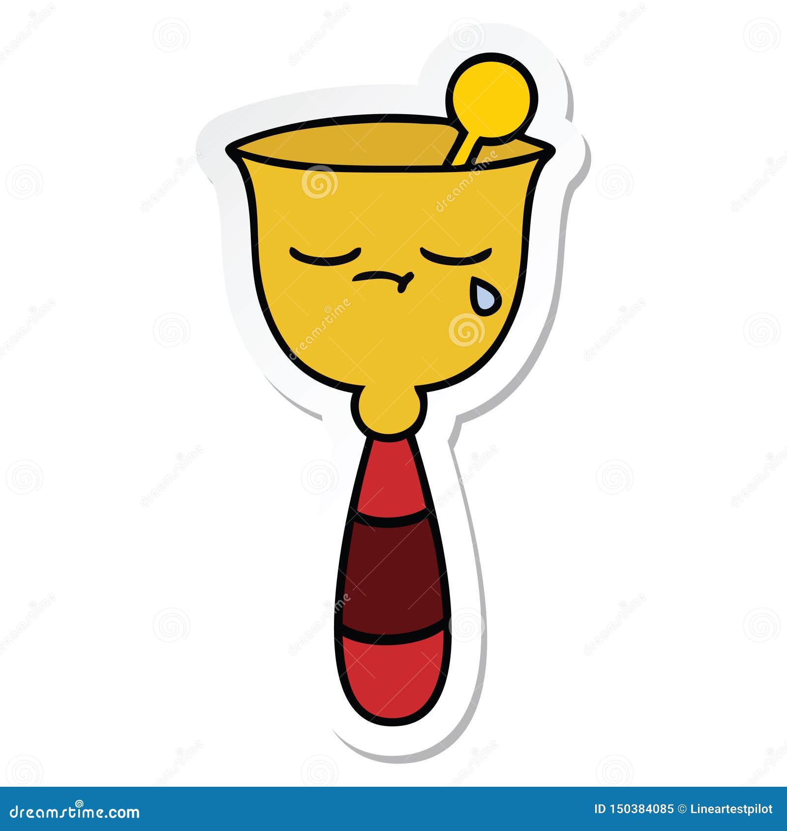 Sticker of a Cute Cartoon School Bell Stock Vector - Illustration of ...
