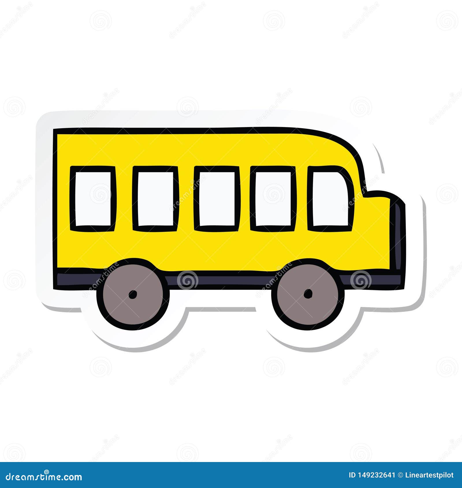 Sticker of a Cute Cartoon School Bus Stock Vector - Illustration of ...