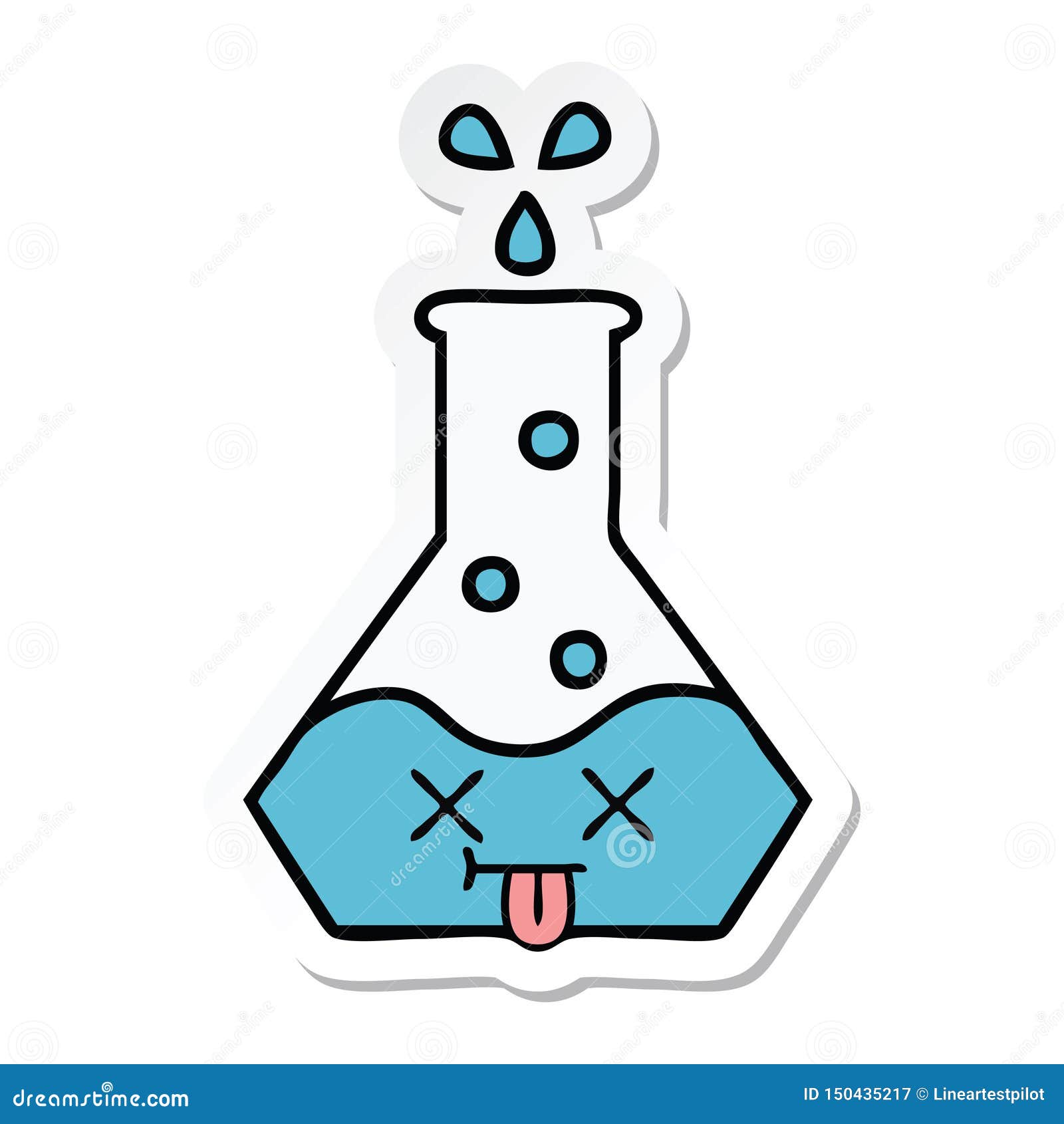 Sticker of a Cute Cartoon Science Beaker Stock Vector - Illustration of ...