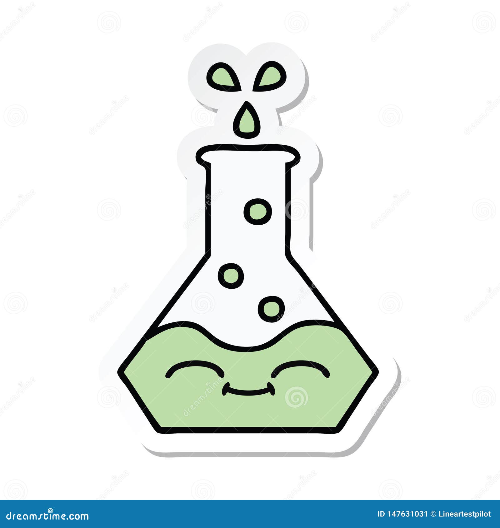 Sticker of a Cute Cartoon Science Beaker Stock Vector - Illustration of ...