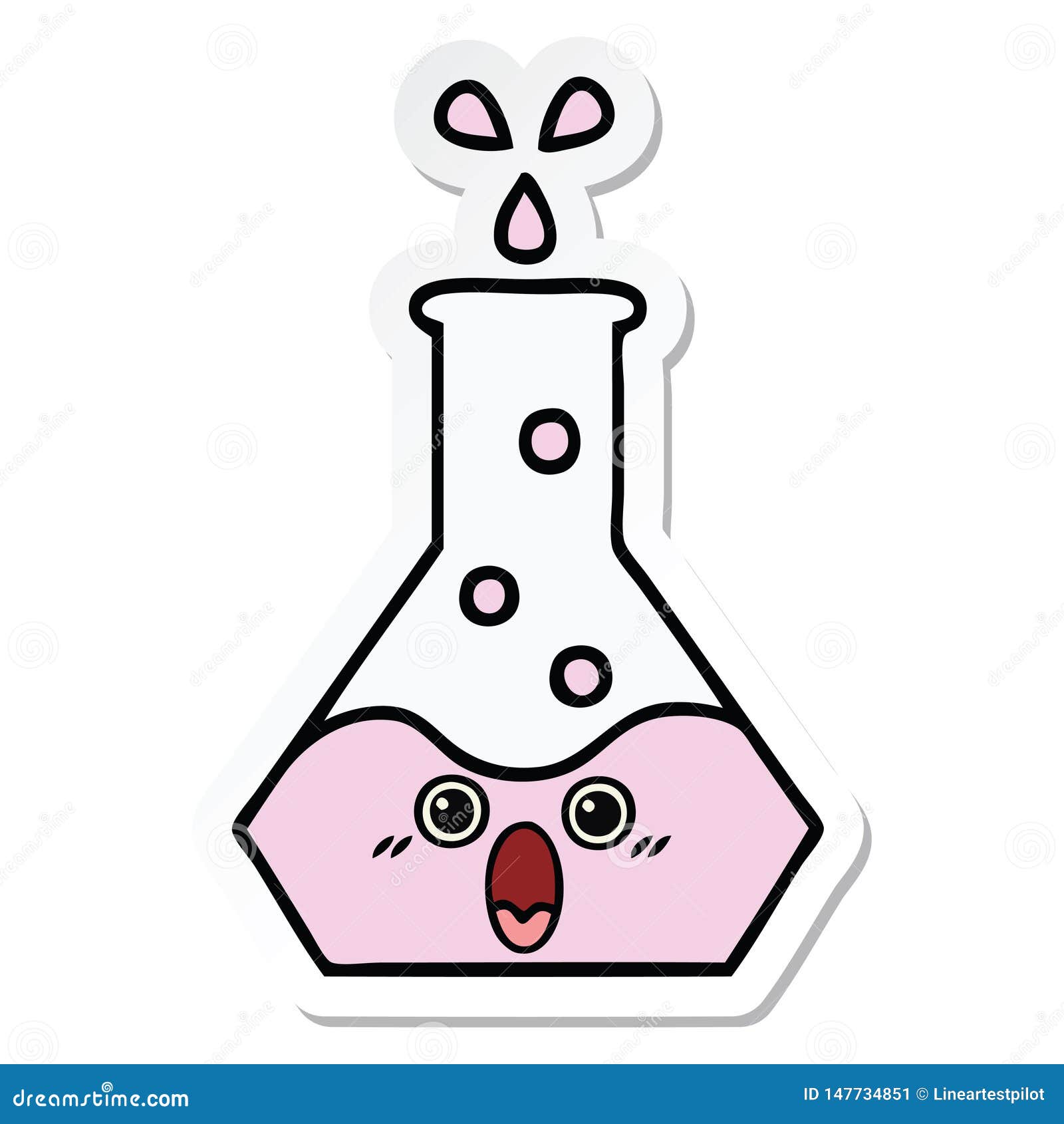 Sticker of a Cute Cartoon Science Beaker Stock Vector - Illustration of ...