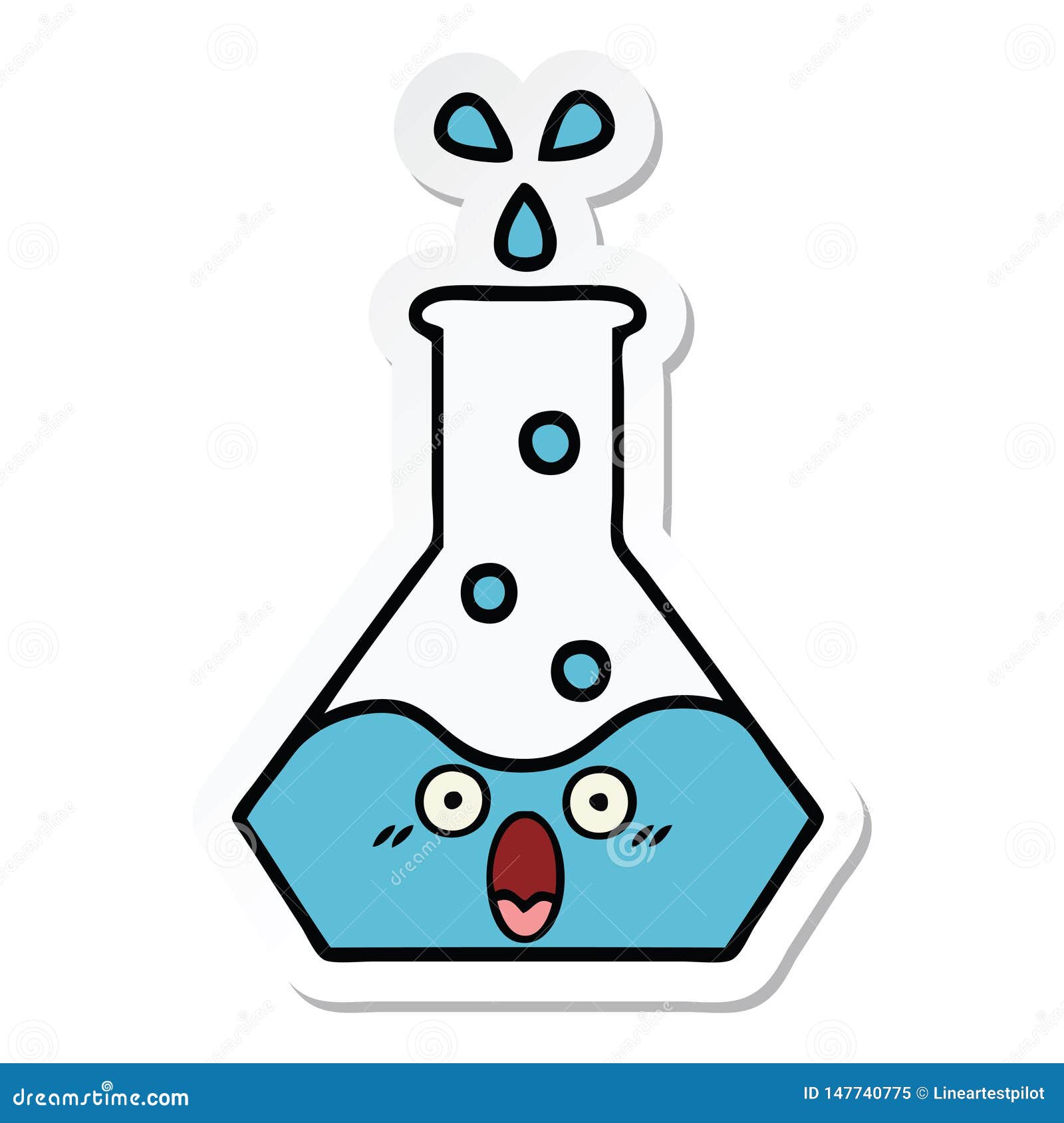 Sticker of a Cute Cartoon Science Beaker Stock Vector - Illustration of ...