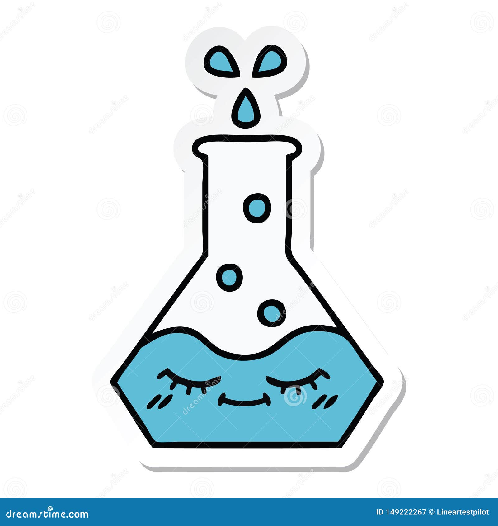 Sticker of a Cute Cartoon Science Beaker Stock Vector - Illustration of ...