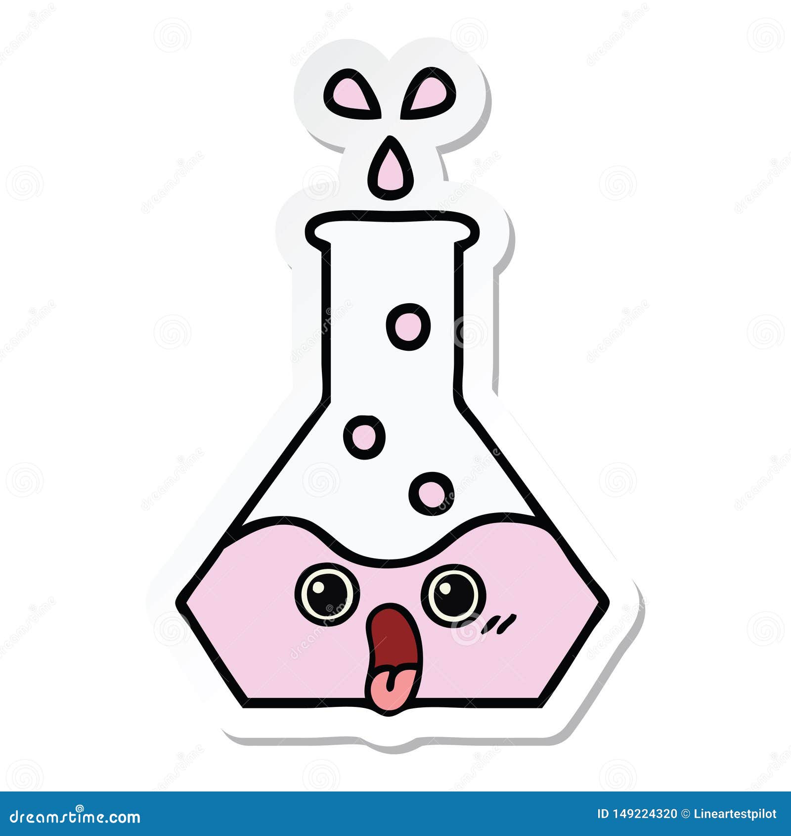 Sticker of a Cute Cartoon Science Beaker Stock Vector - Illustration of ...