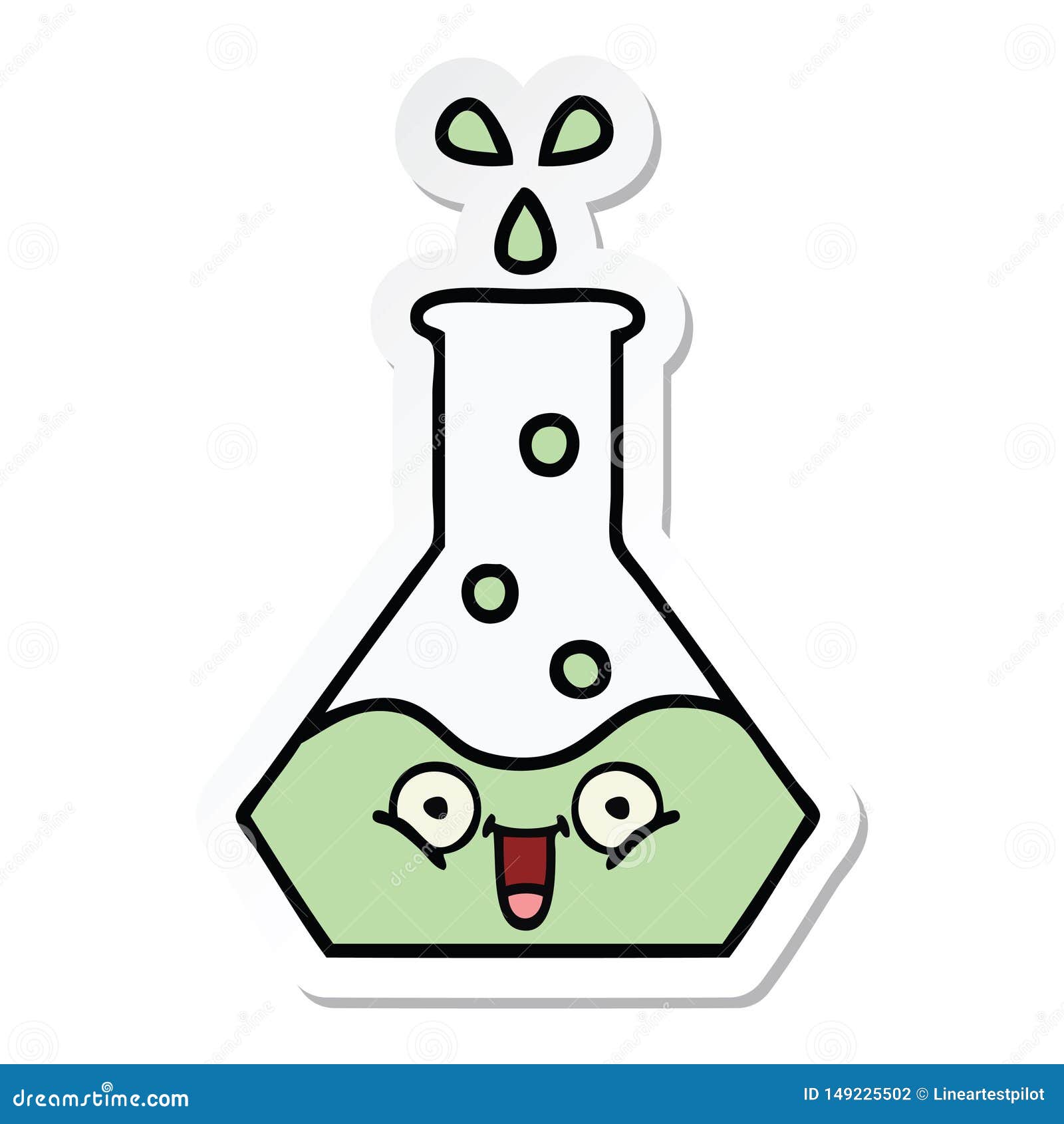 Sticker of a Cute Cartoon Science Beaker Stock Vector - Illustration of ...