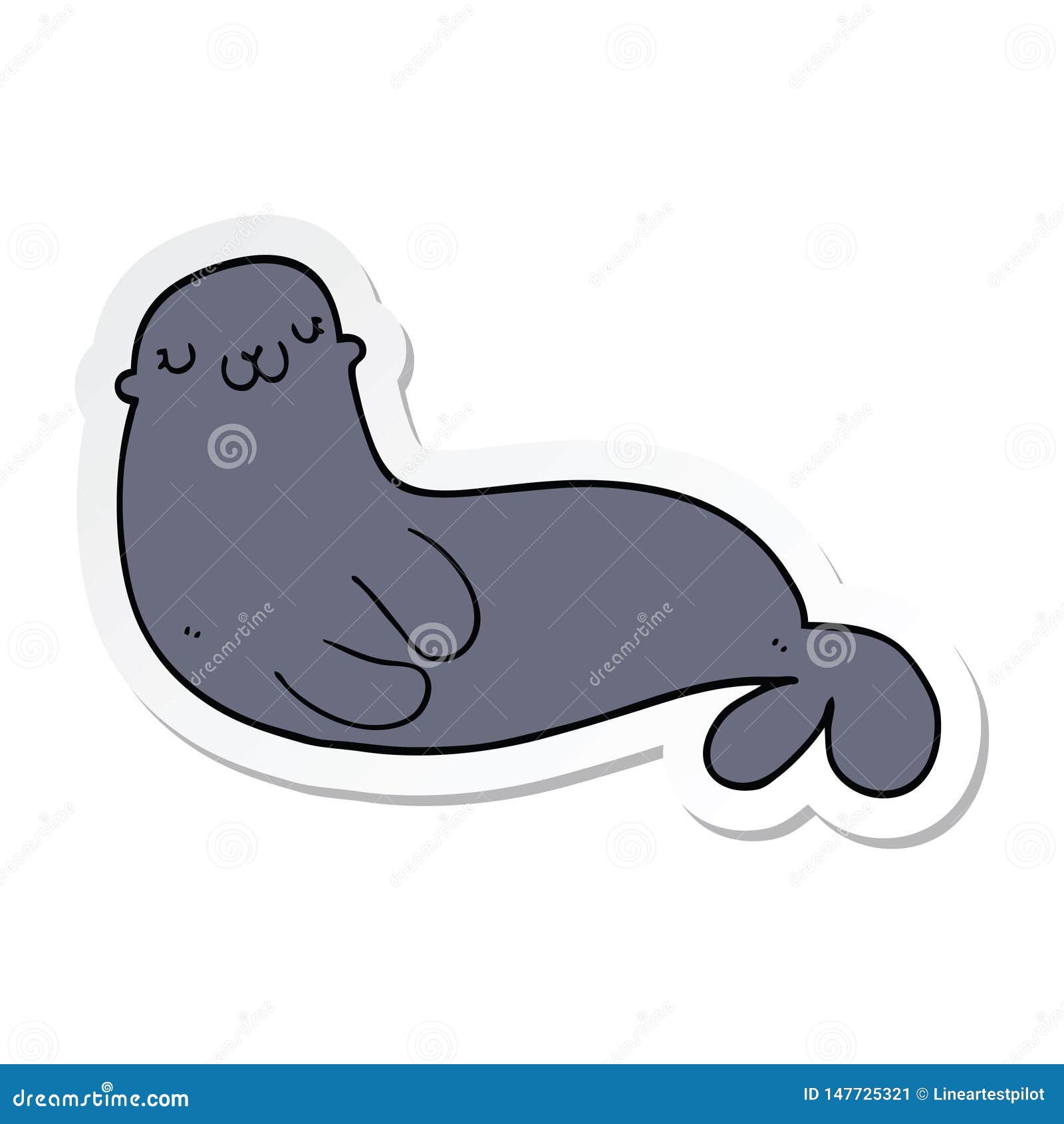 Sticker of a Cute Cartoon Seal Stock Vector - Illustration of sticker ...