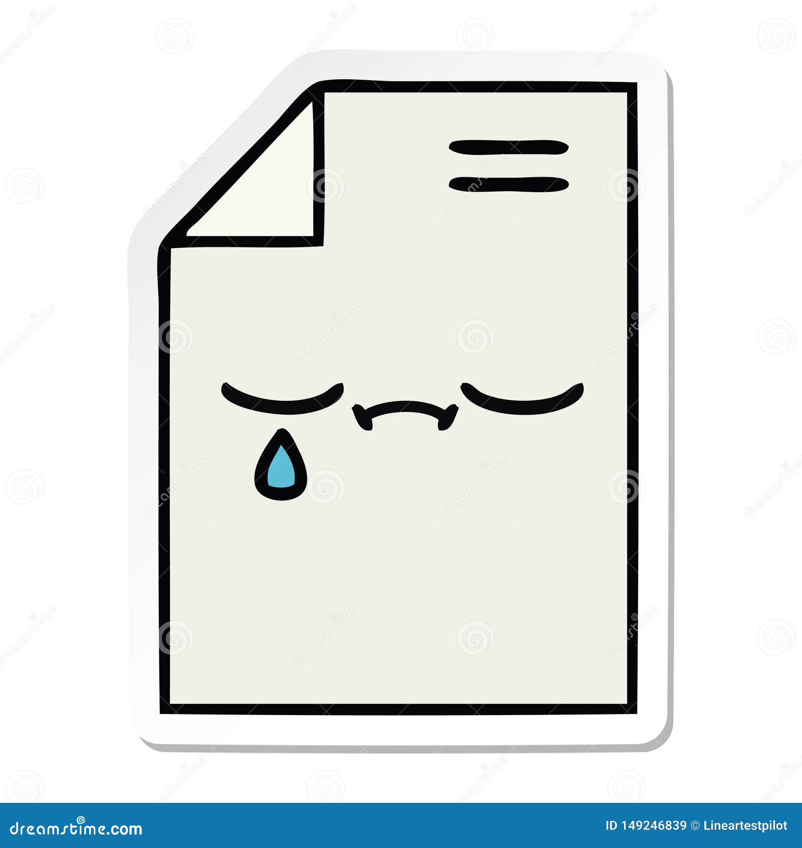 Sticker of a Cute Cartoon Sheet of Paper Stock Vector - Illustration of ...