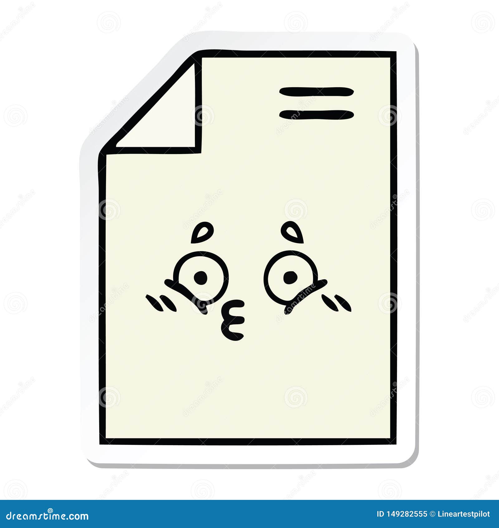 Sticker of a Cute Cartoon Sheet of Paper Stock Vector - Illustration of ...