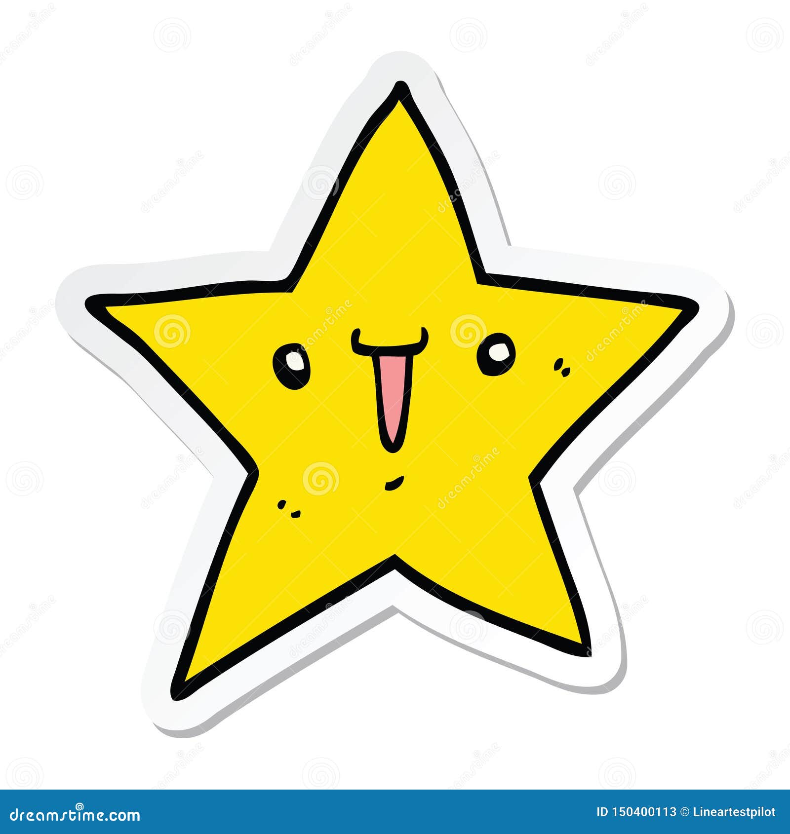 Sticker of a Cute Cartoon Star Stock Vector - Illustration of quirky ...