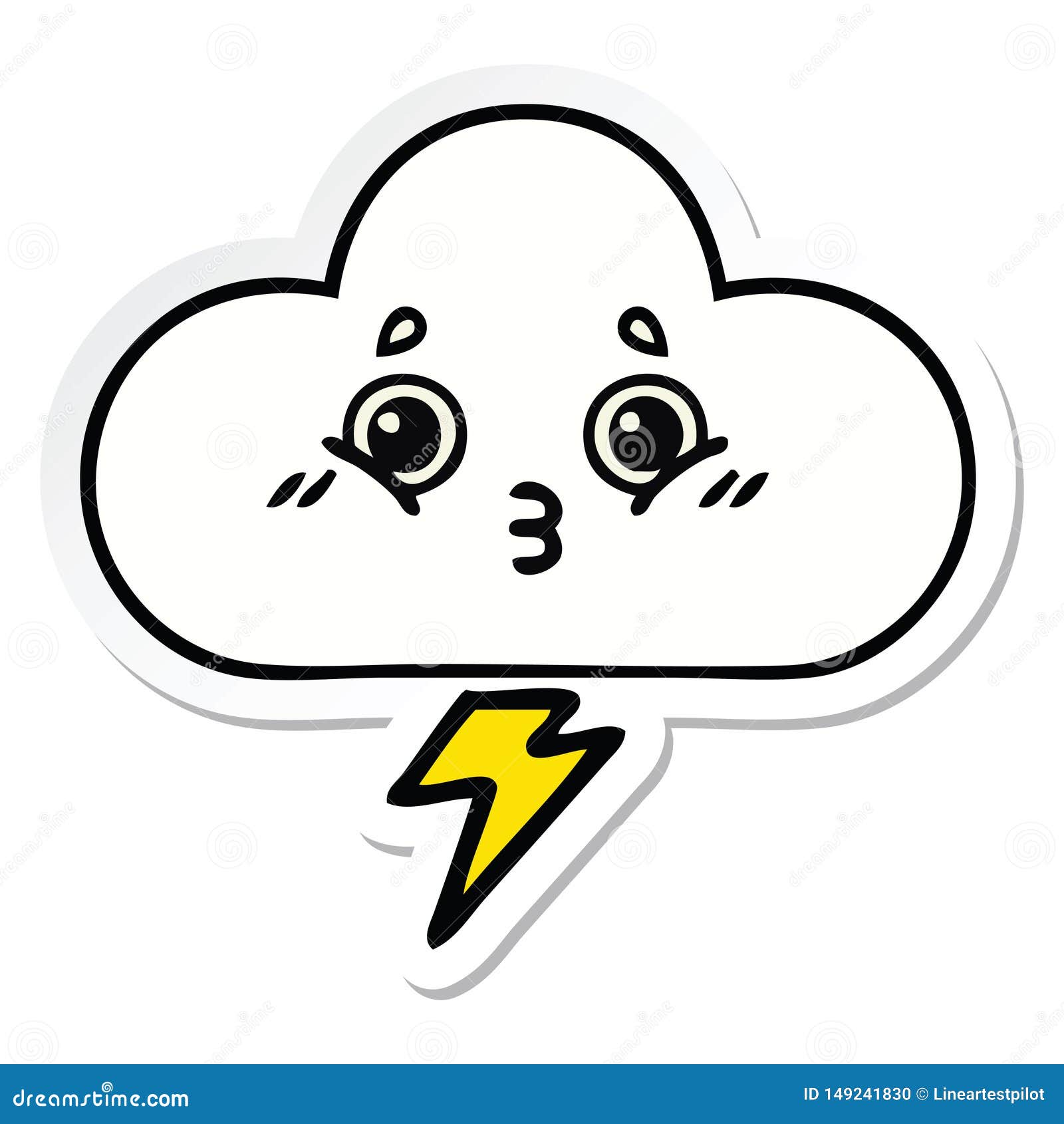 Sticker of a Cute Cartoon Storm Cloud Stock Vector - Illustration of ...