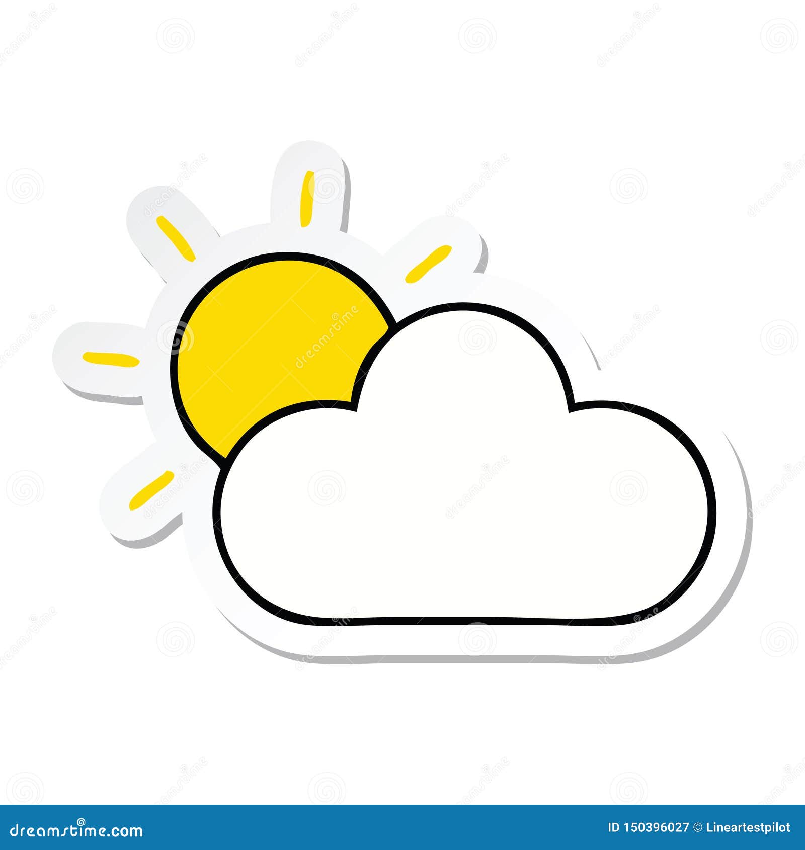 Sticker of a Cute Cartoon Sunshine and Cloud Stock Vector ...