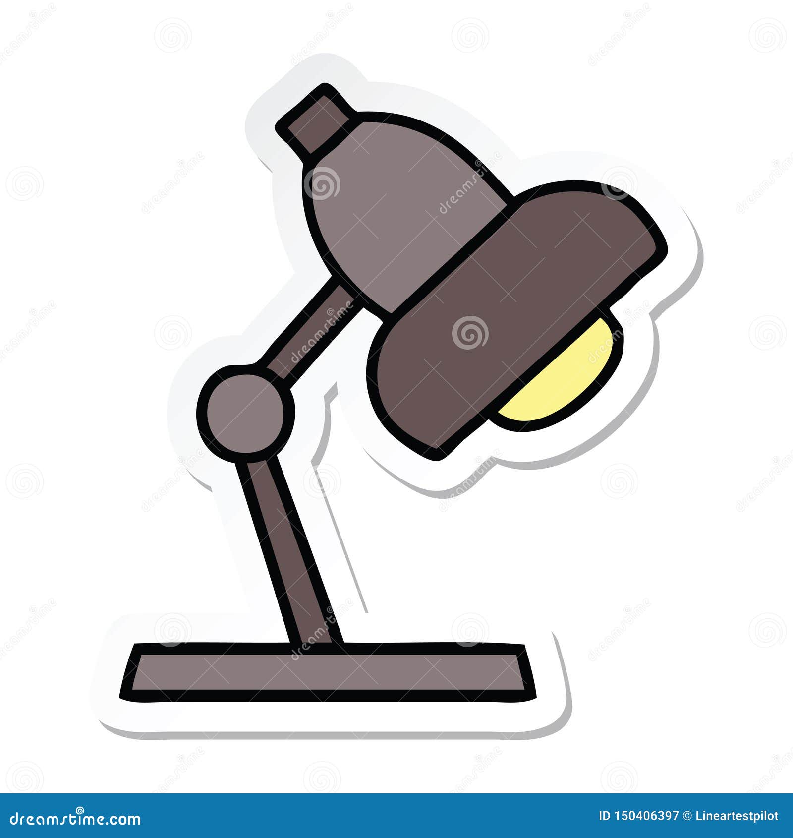 Sticker of a Cute Cartoon Table Lamp Stock Vector - Illustration of ...