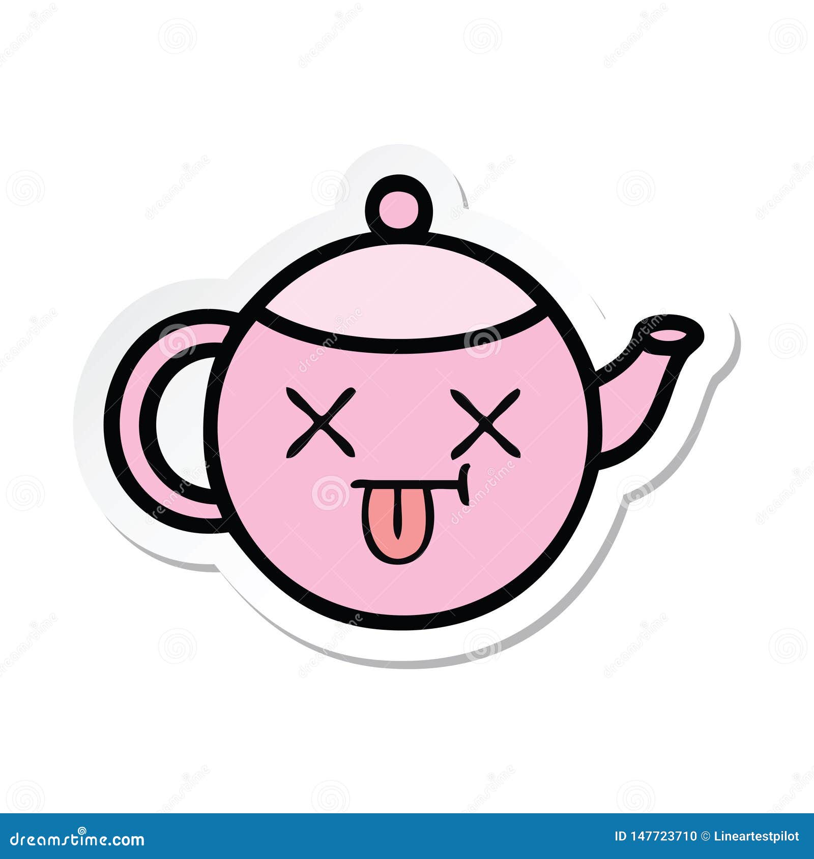 Sticker of a Cute Cartoon Teapot Stock Vector - Illustration of cute ...