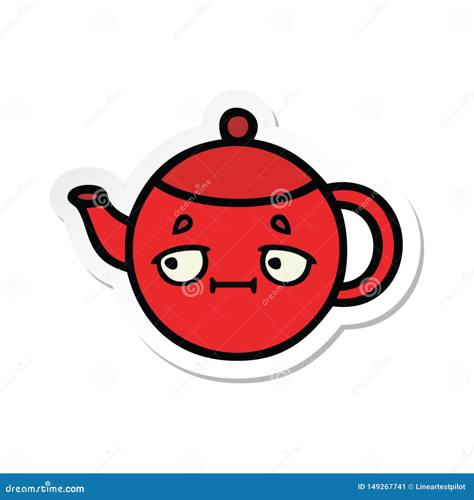 Sticker of a Cute Cartoon Teapot Stock Vector - Illustration of teapot ...